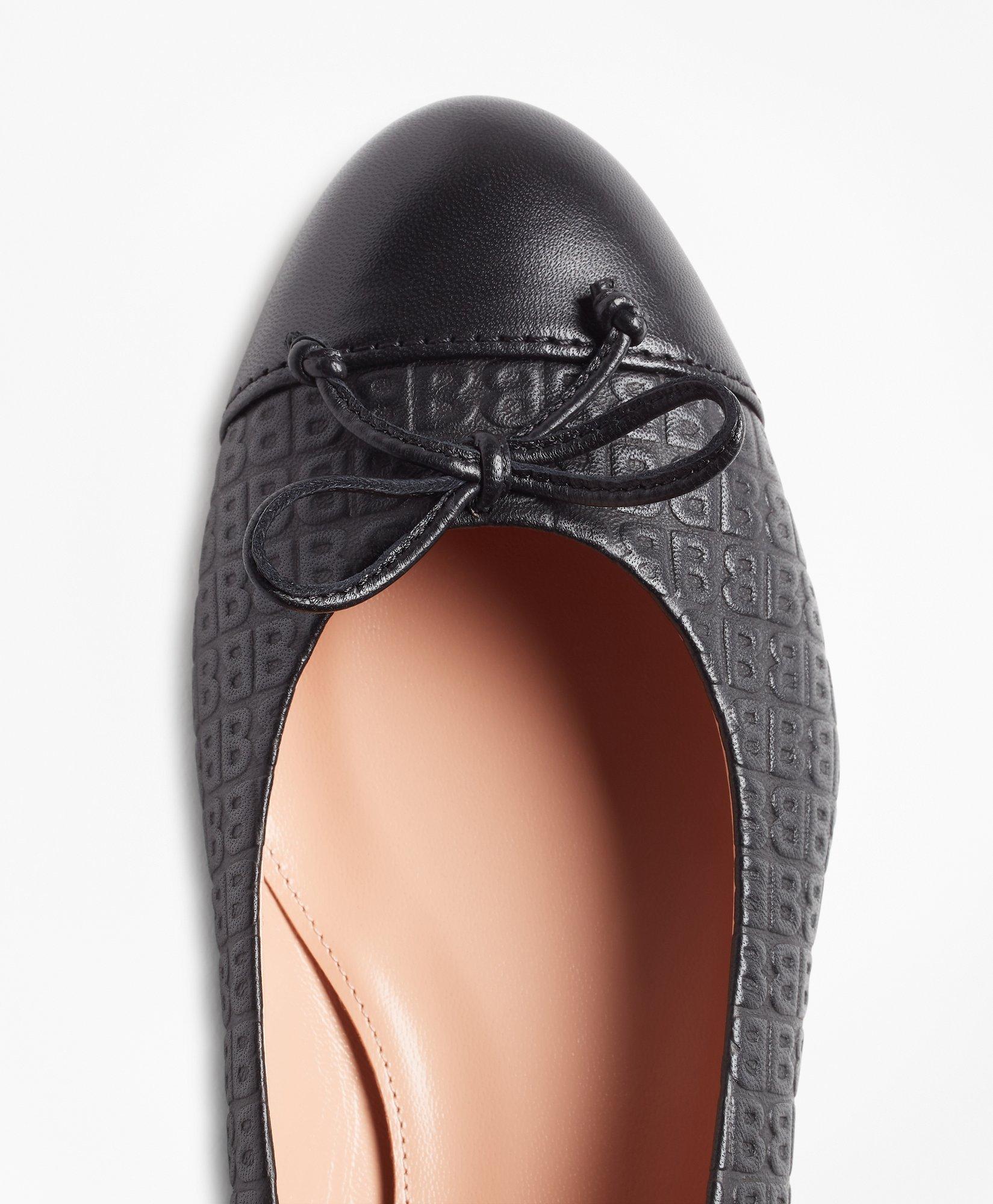 Logo-Embossed Leather Flats