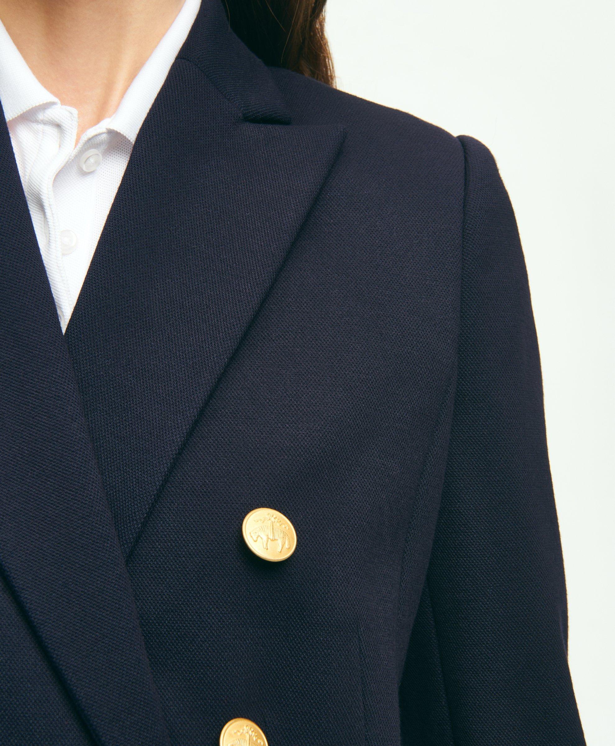 Cotton Pique Structured Knit Blazer