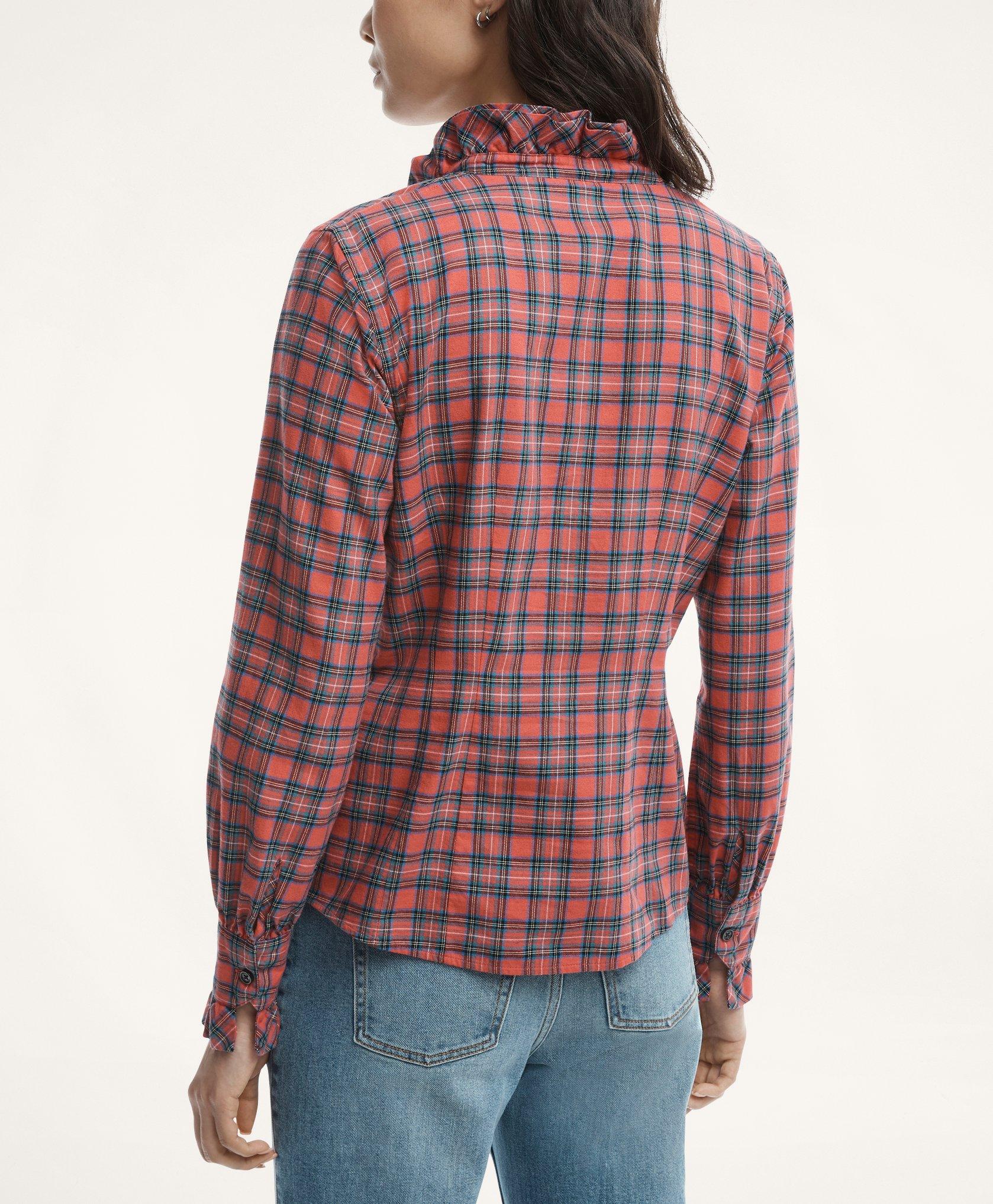 Fitted Cotton Wool Ruffle Flannel Shirt