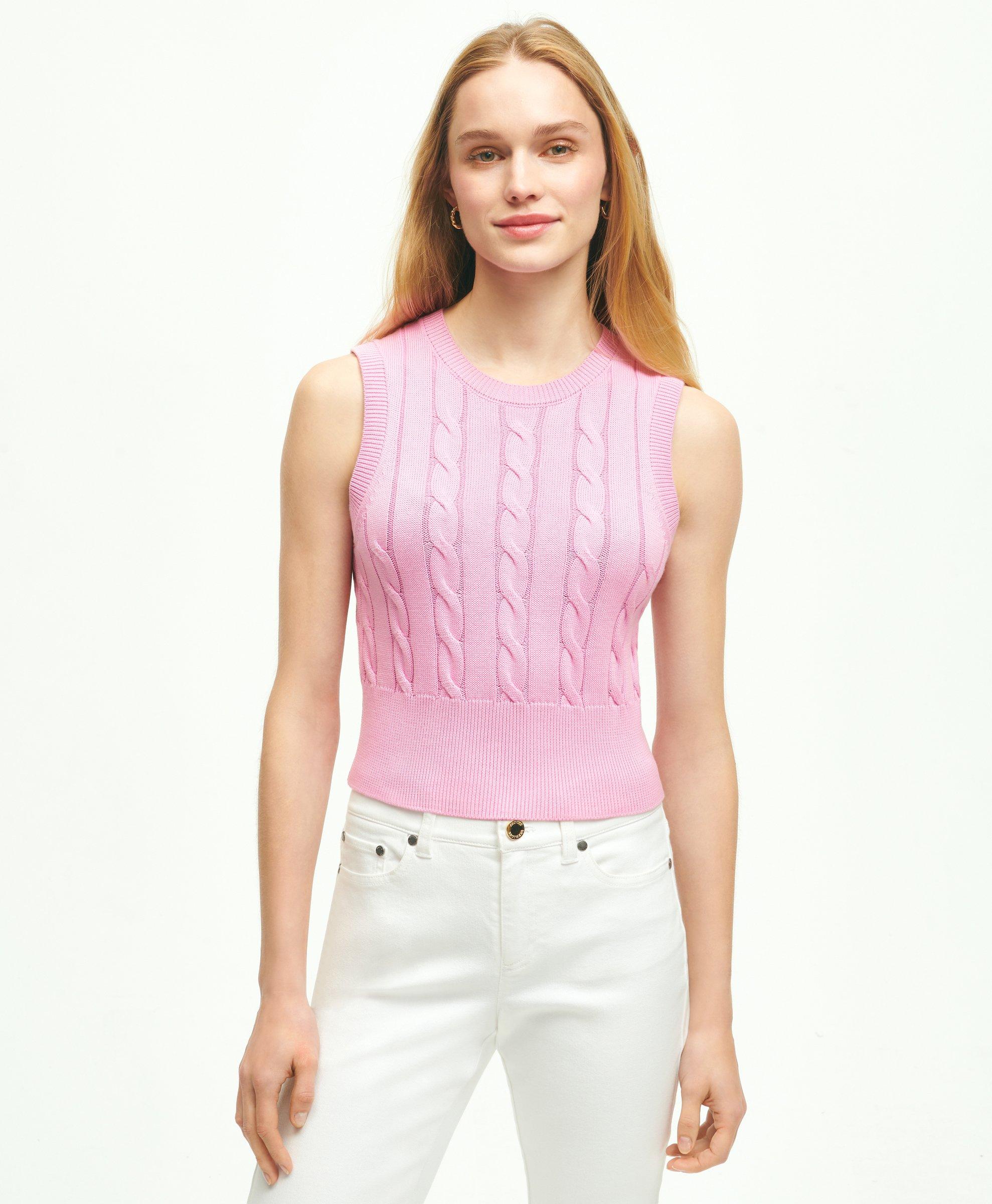 Supima® Cotton Cable Knit Cropped Shell