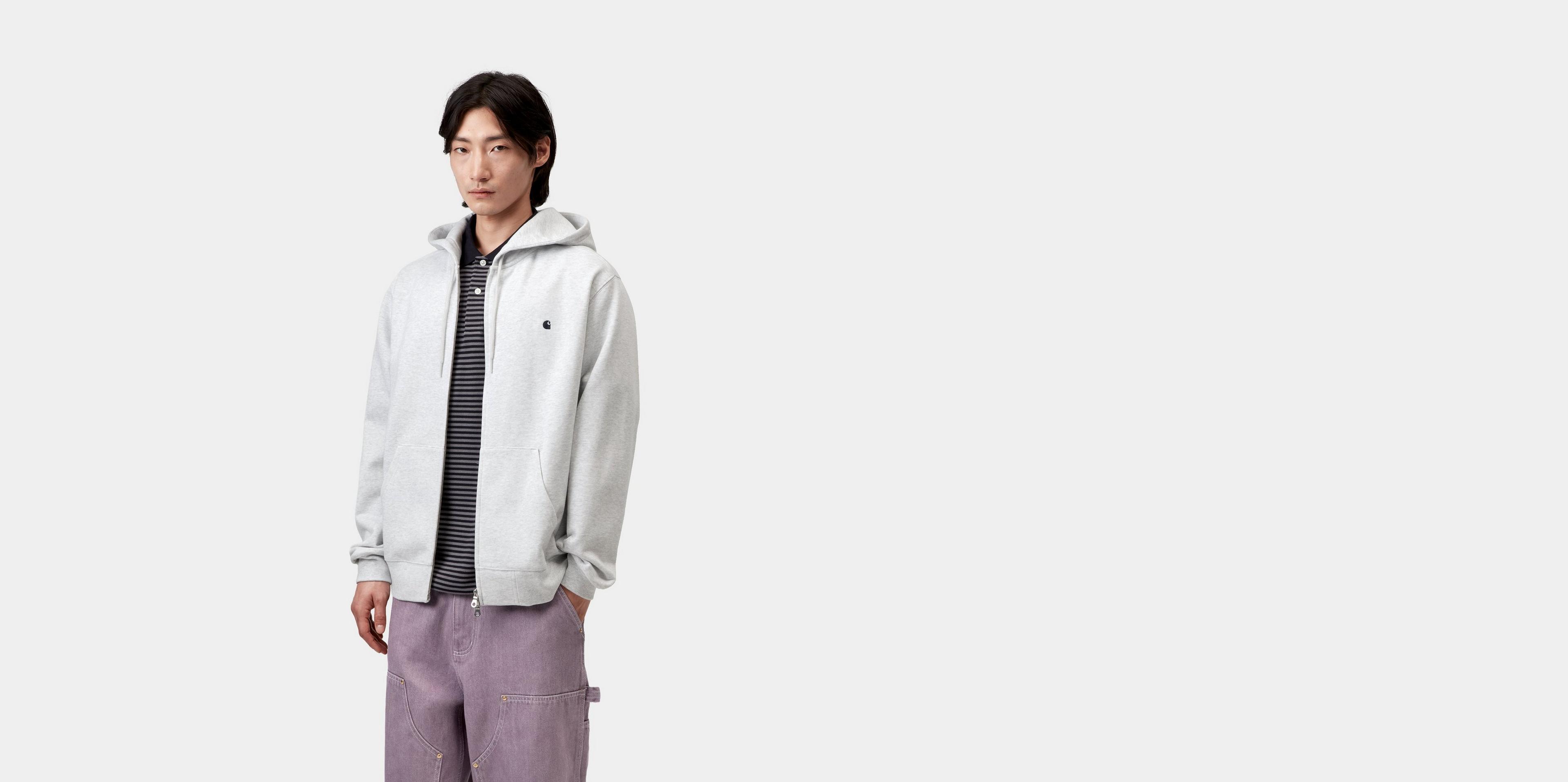 Carhartt WIP Hooded Madison Jacket, Ash Heather/Dark Navy | Official ...