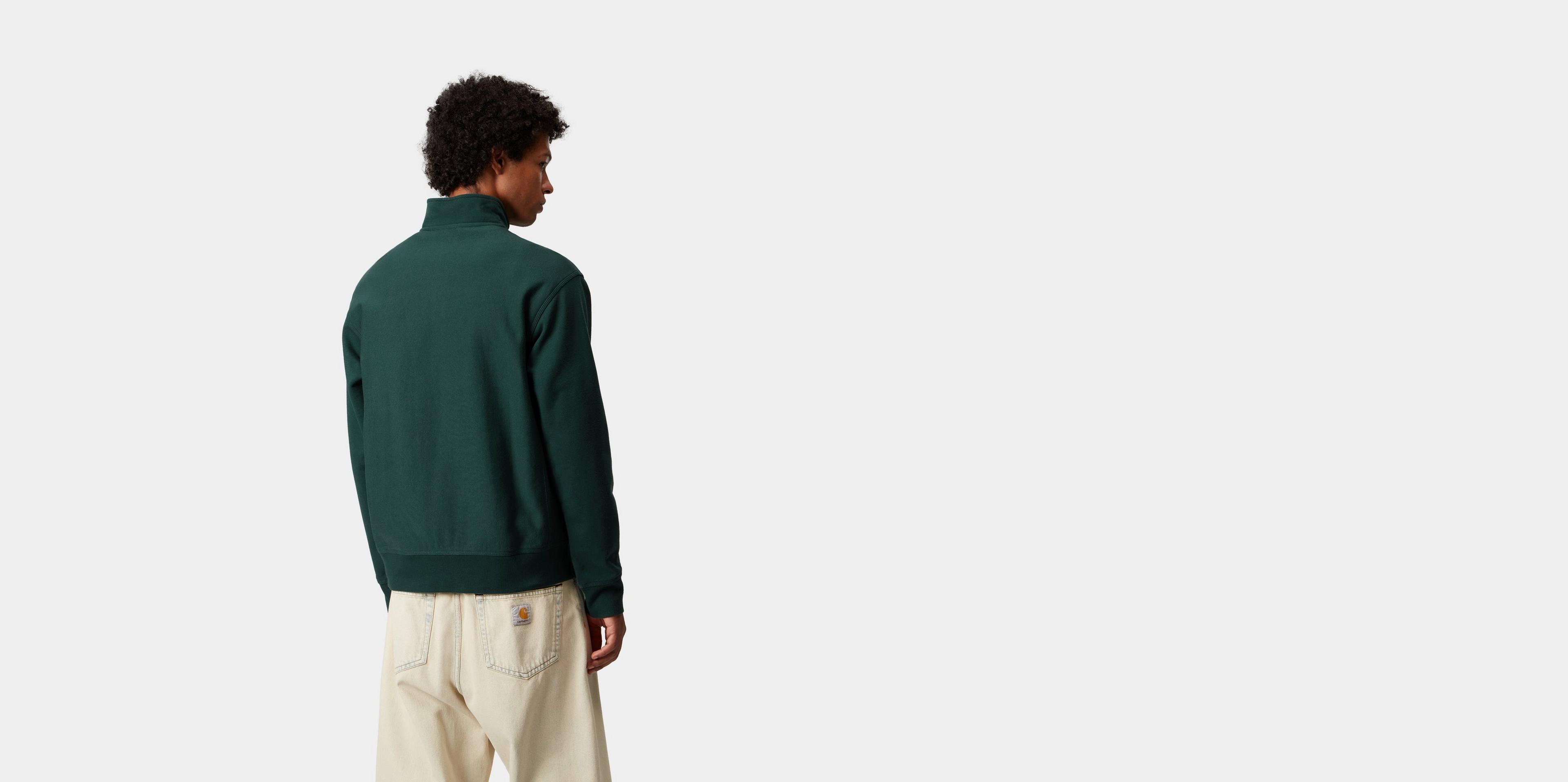 Carhartt WIP Half Zip American Script Sweatshirt, Dark Fir | Official ...