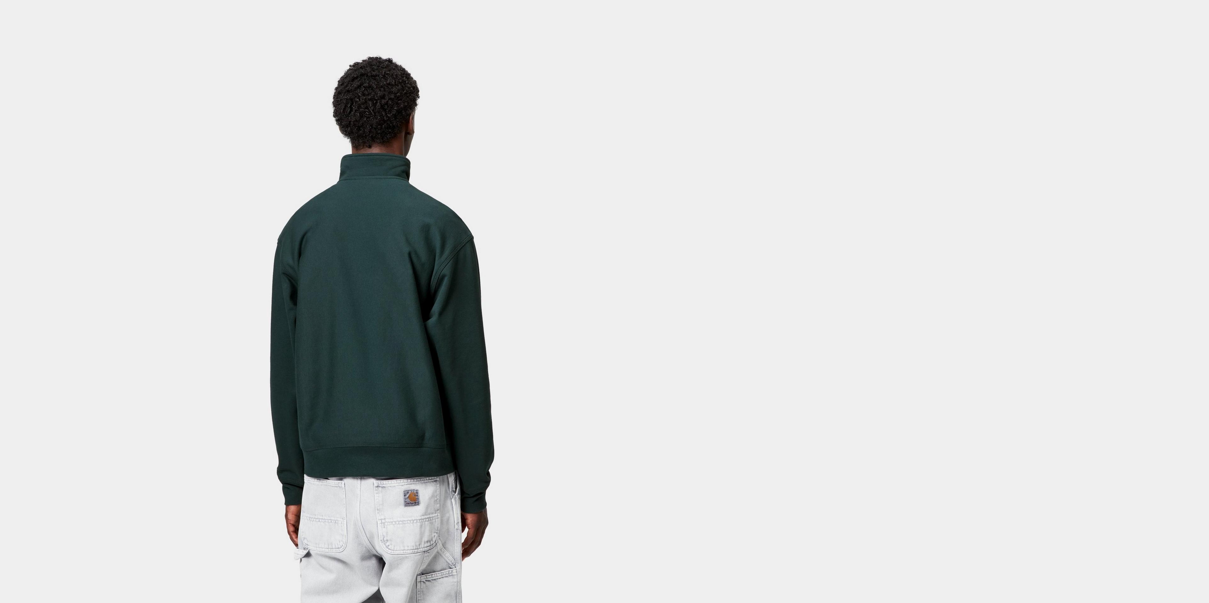 Carhartt WIP Half Zip American Script Sweatshirt, Deep Lagoon | Tienda oficial en Línea