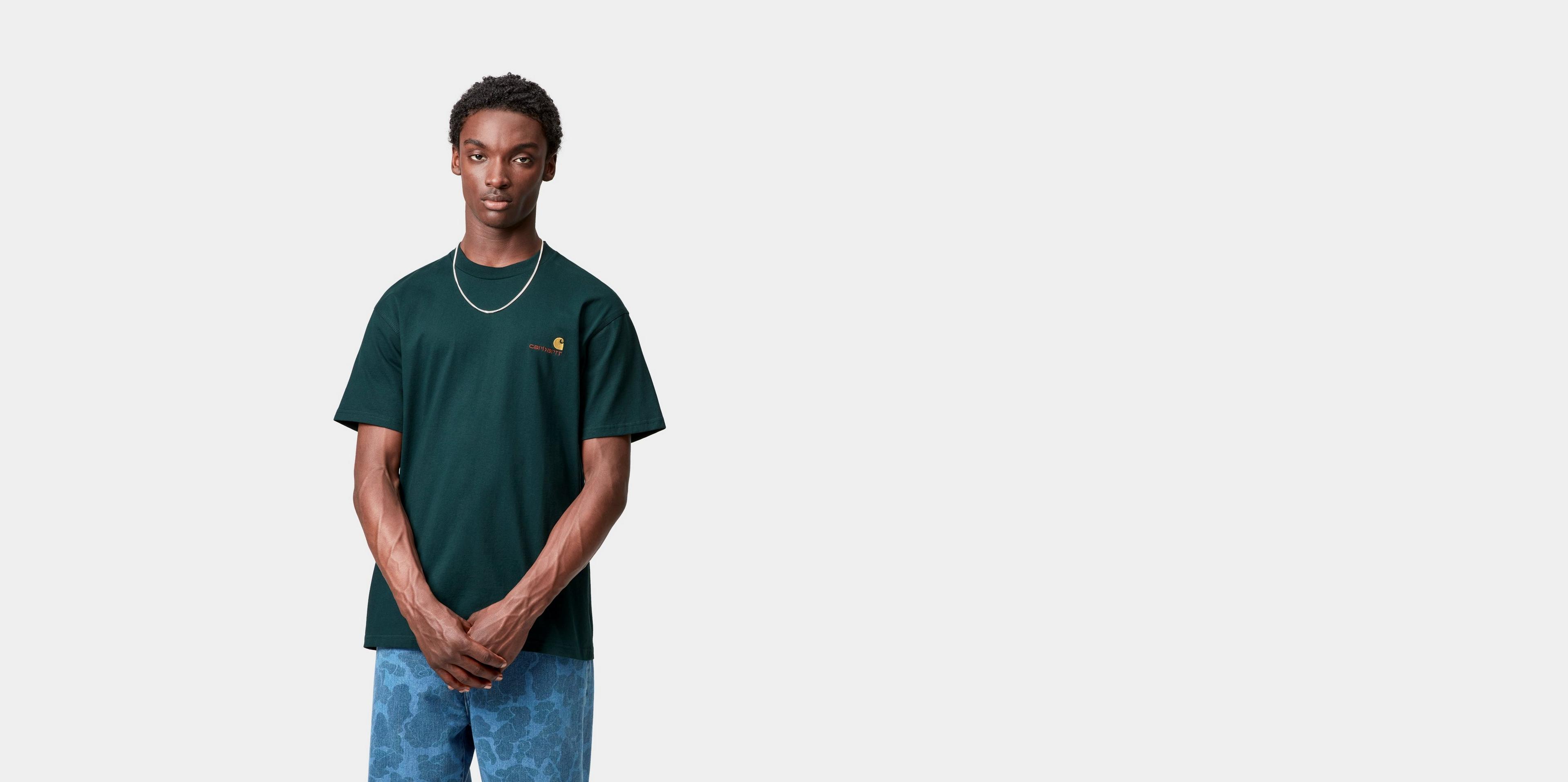 Carhartt WIP S/S American Script T-Shirt, Deep Lagoon | Official Online ...