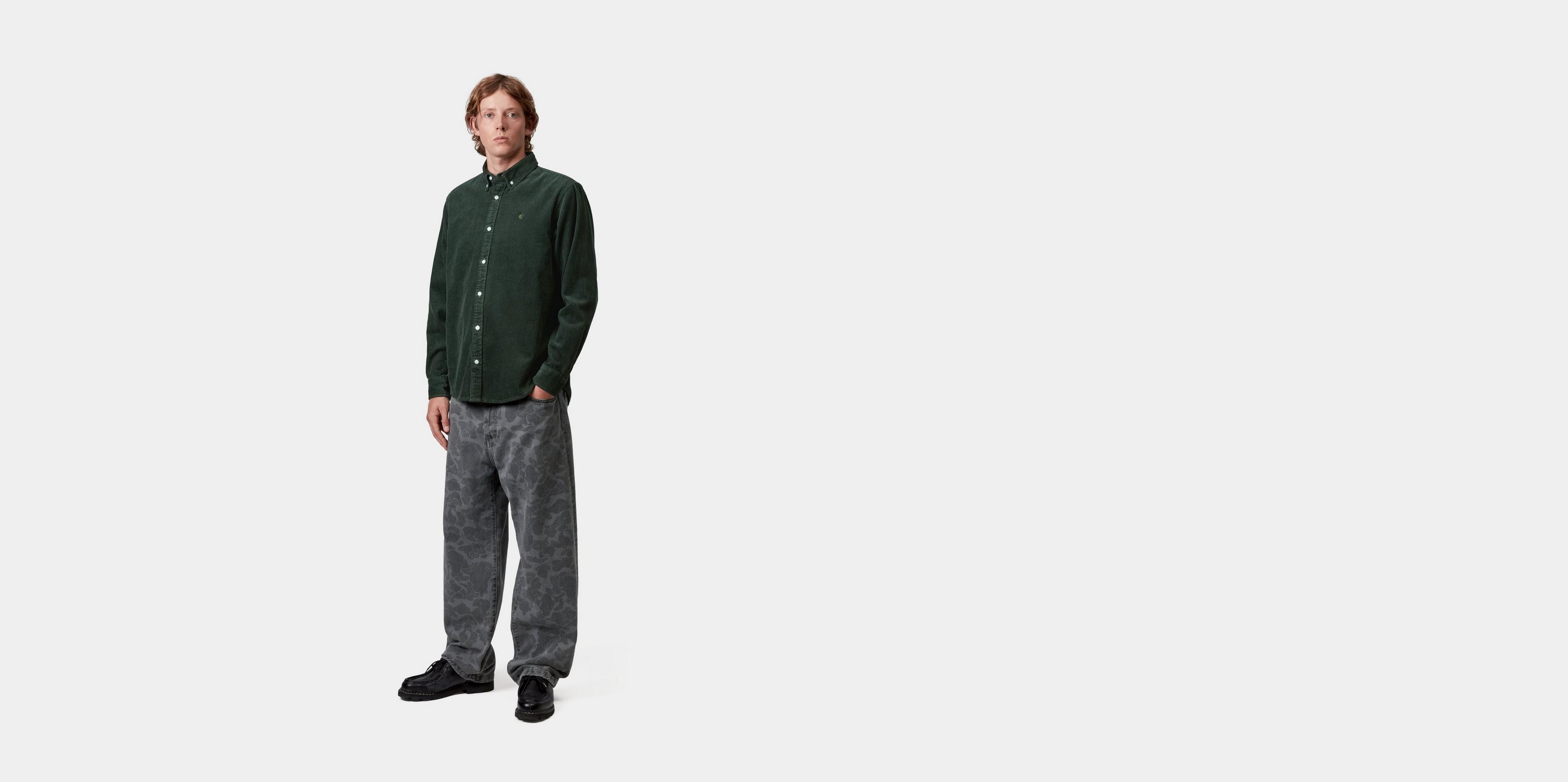 Carhartt WIP L/S Madison Cord Shirt, Sycamore Tree / Sycamore Tree ...