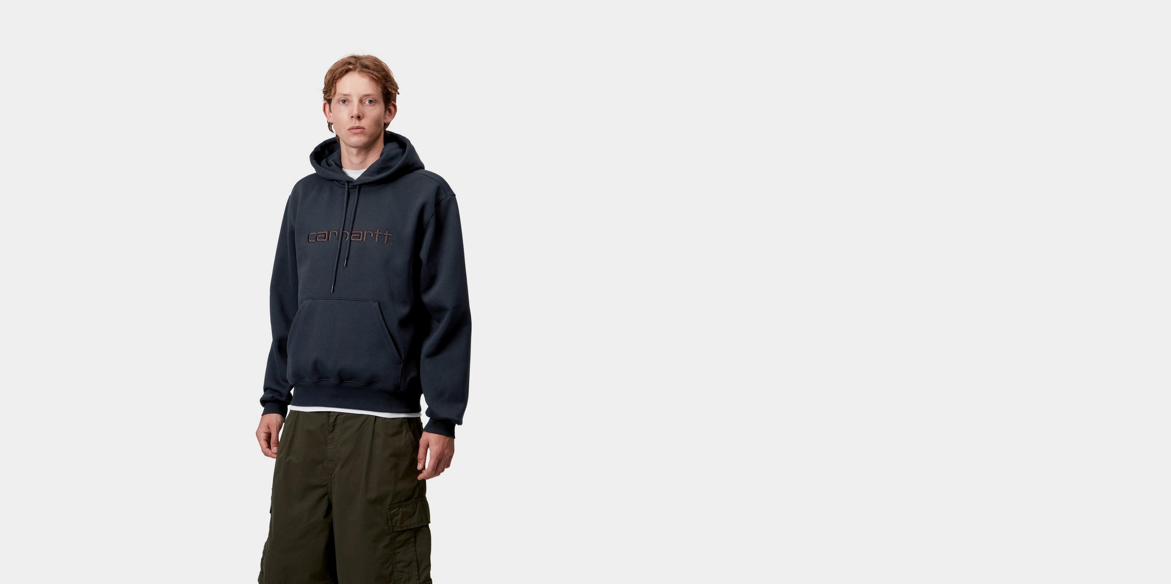 Carhartt WIP Hooded Carhartt Sweatshirt, Deep Night / Palisander ...