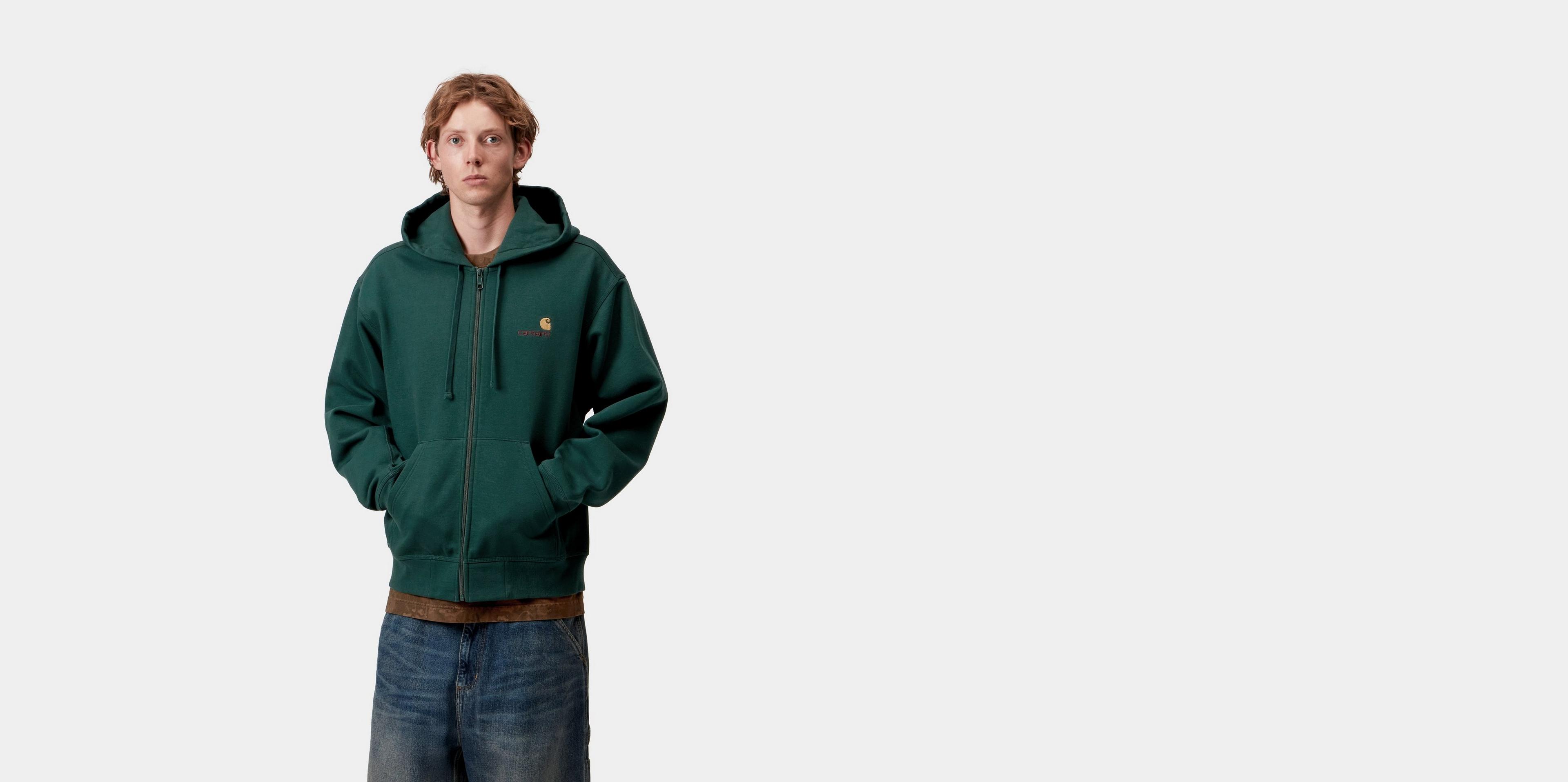 Carhartt WIP Hooded American Script Jacket, Dark Fir | Official Online ...