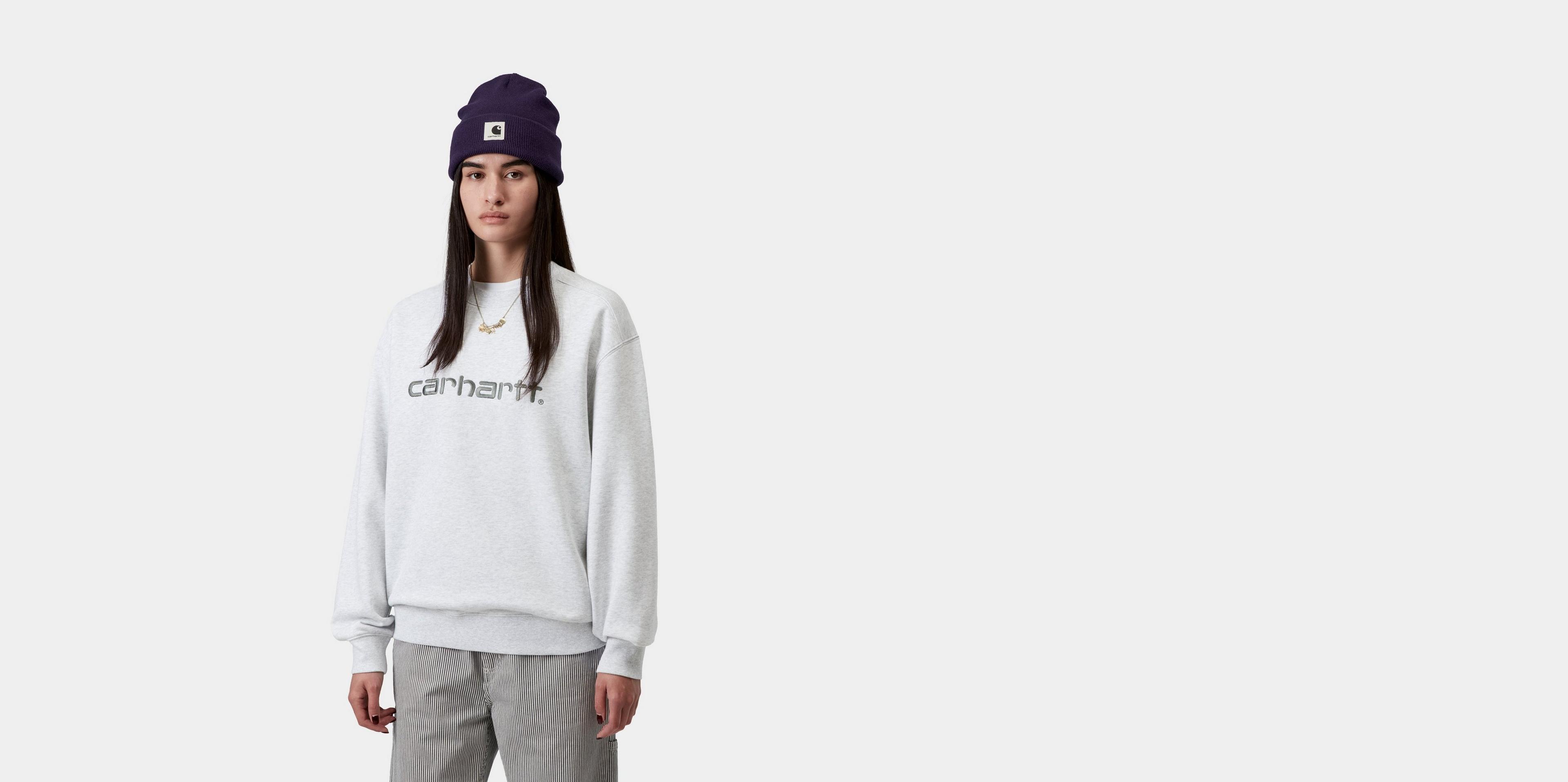 Carhartt WIP W' Carhartt Sweatshirt, Ash Heather / Velvet Green ...