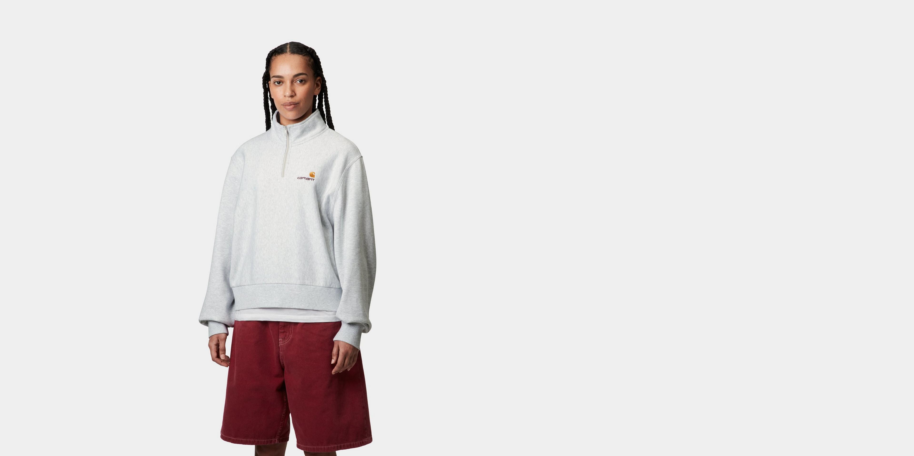 Carhartt WIP W' American Script High Neck Sweatshirt, Ash Heather ...