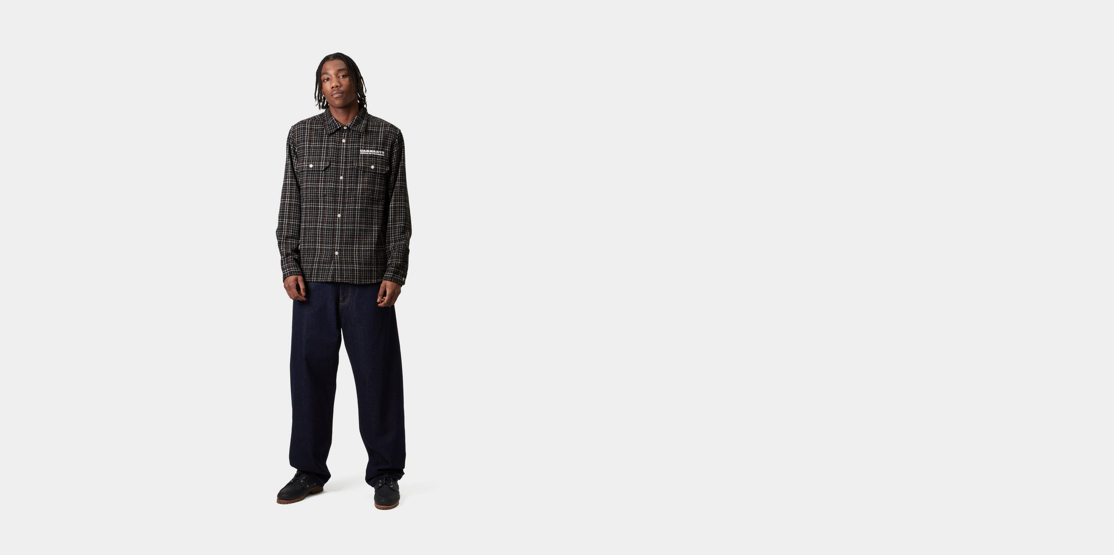 Carhartt WIP L/S Runaway Millett Shirt, Millett Check, Black / Wax ...