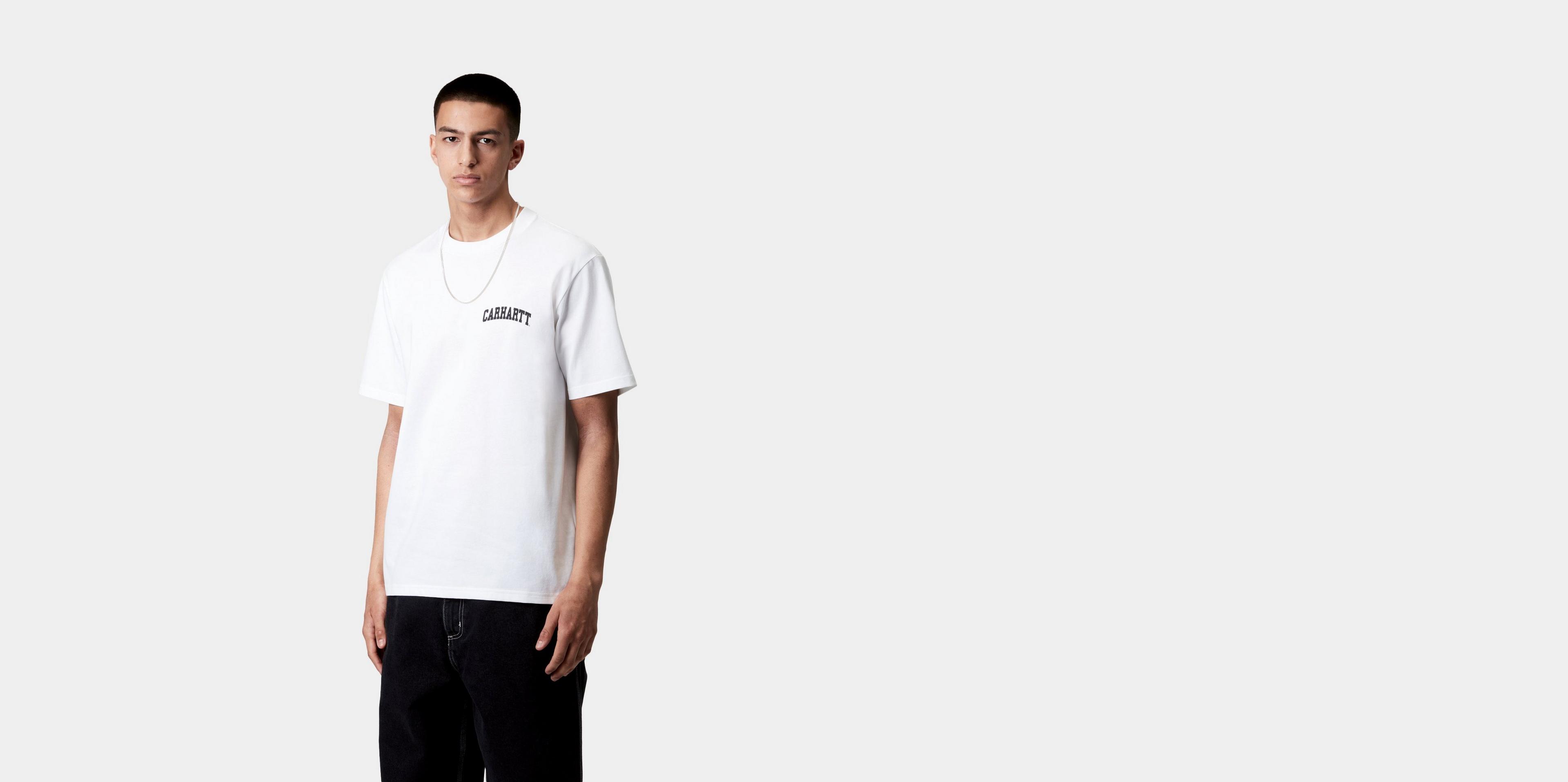 Carhartt WIP S/S University Script T-Shirt, White / Black | Official ...
