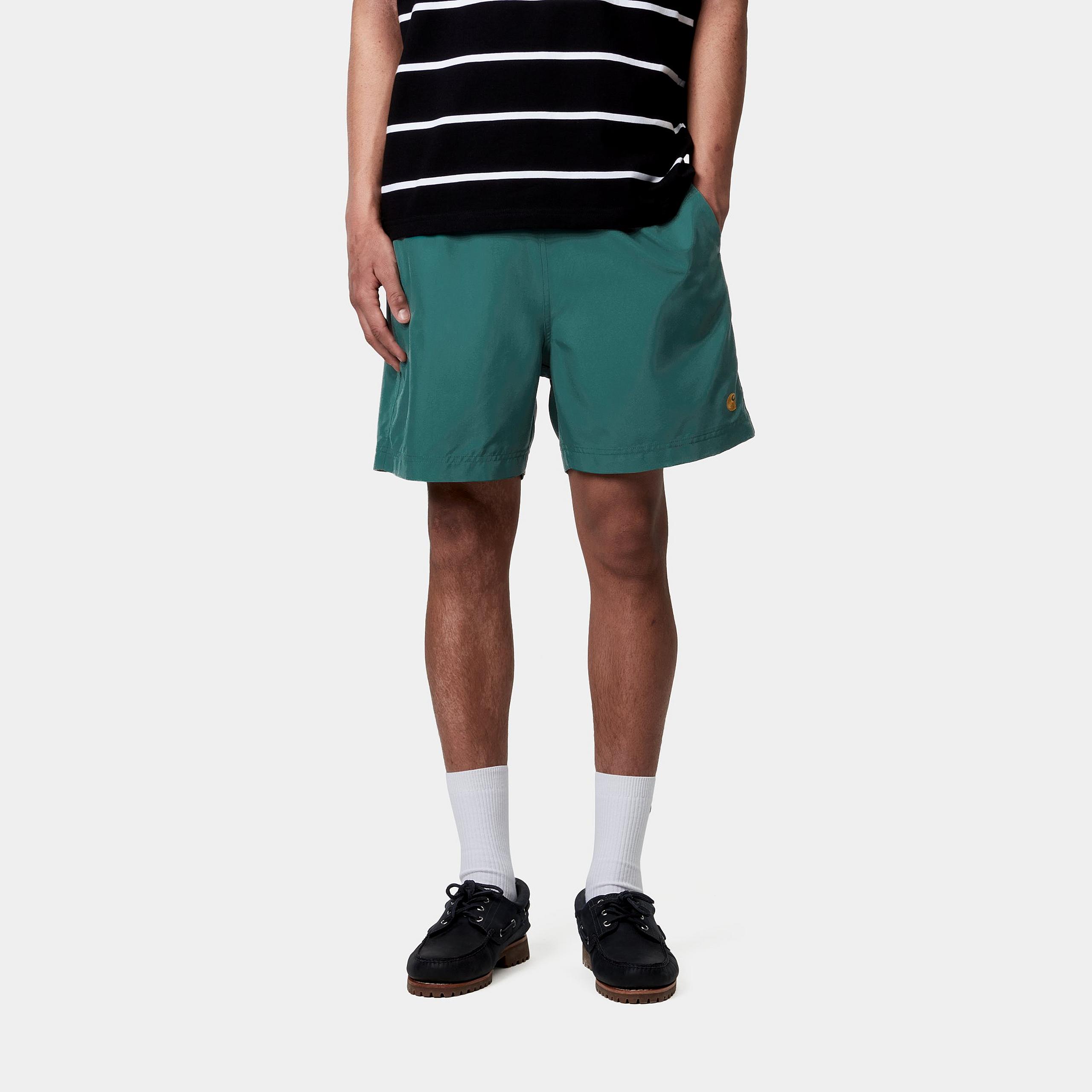 Carhartt Wip Chase Swim Trunks Rainforest Gold Official Online Store