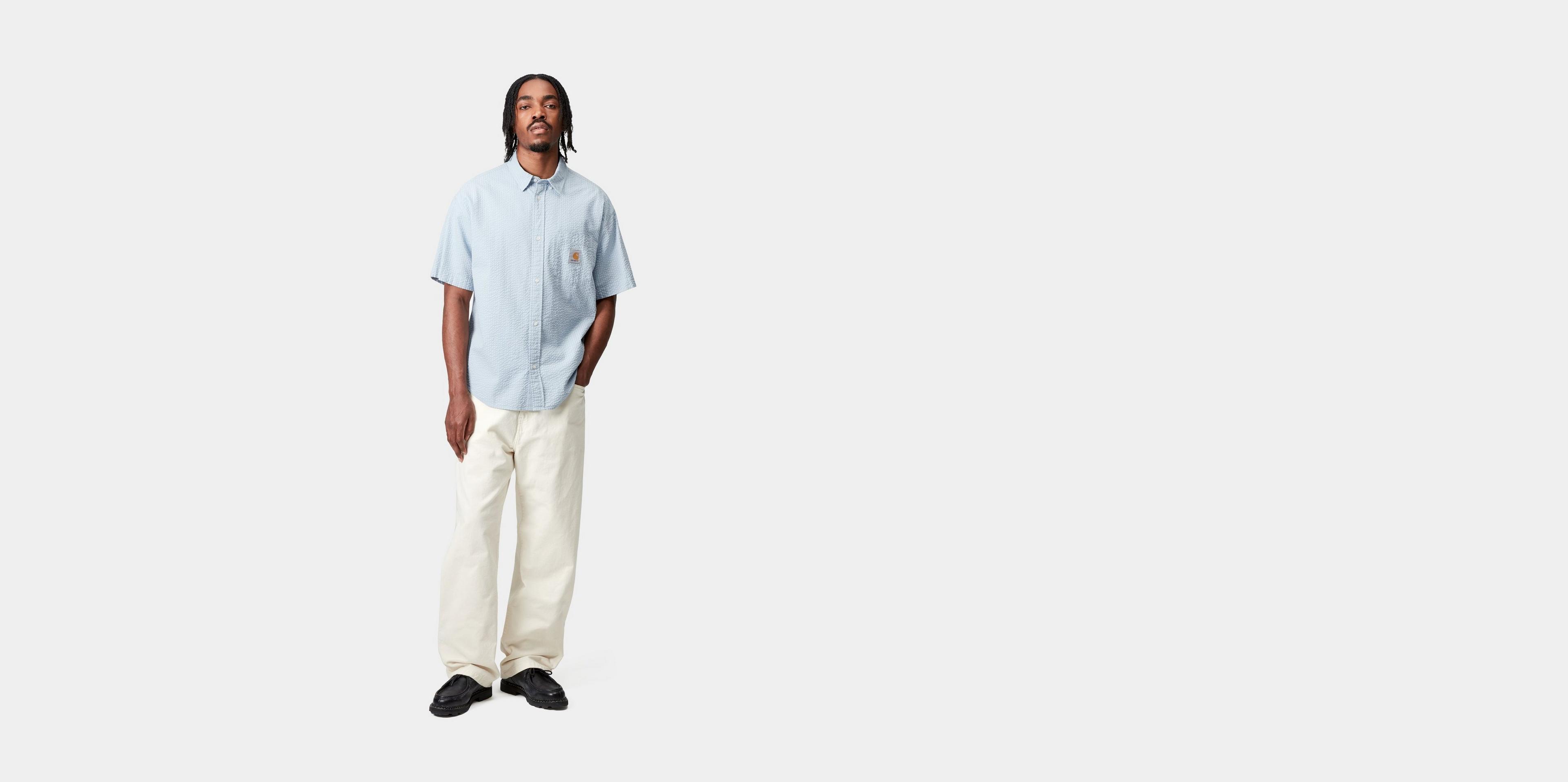 Carhartt WIP S/S Toland Shirt, Toland Stripe, Blue Fog | Official ...