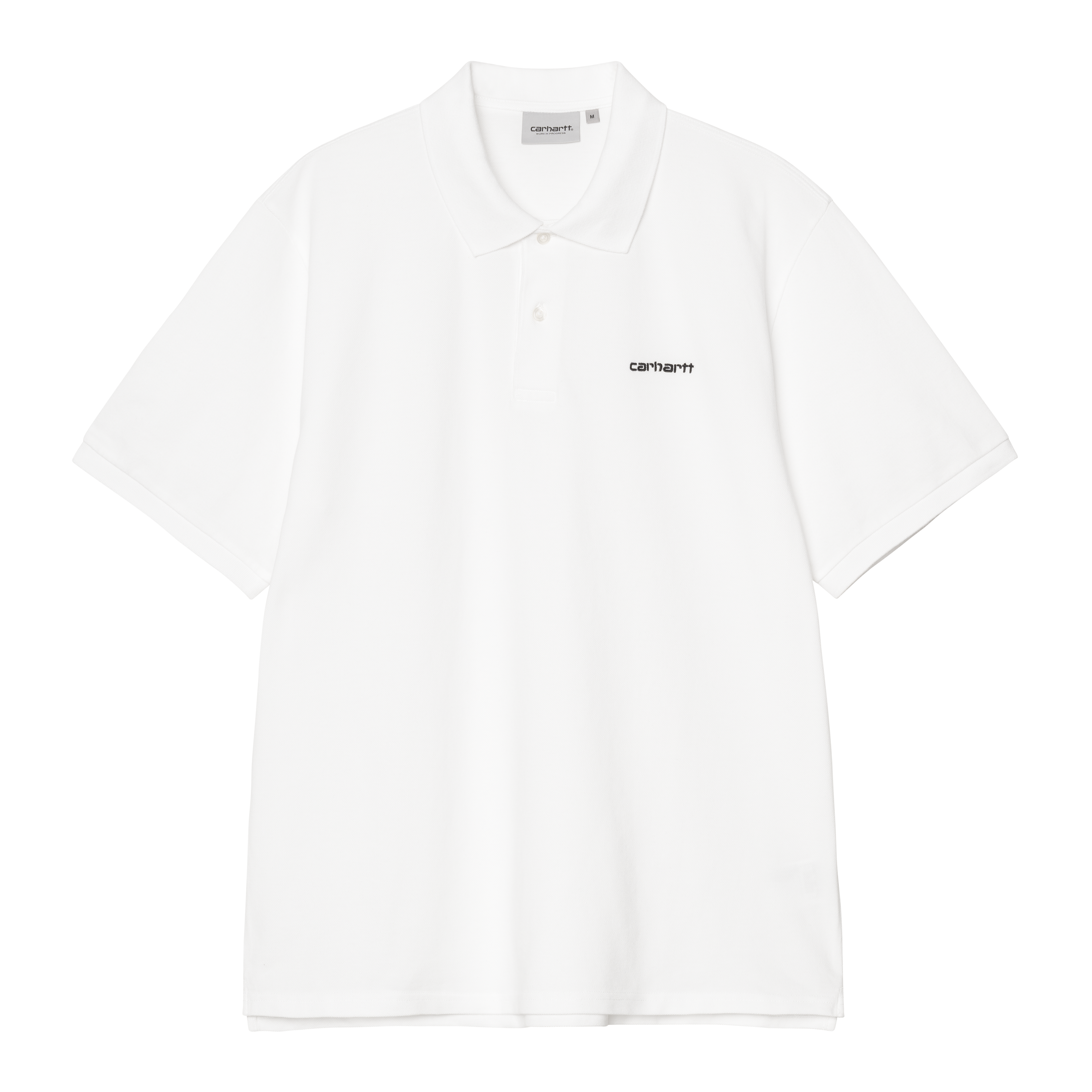 Carhartt WIP S/S Carhartt Script Polo, White / Black | Boutique en ligne officielle