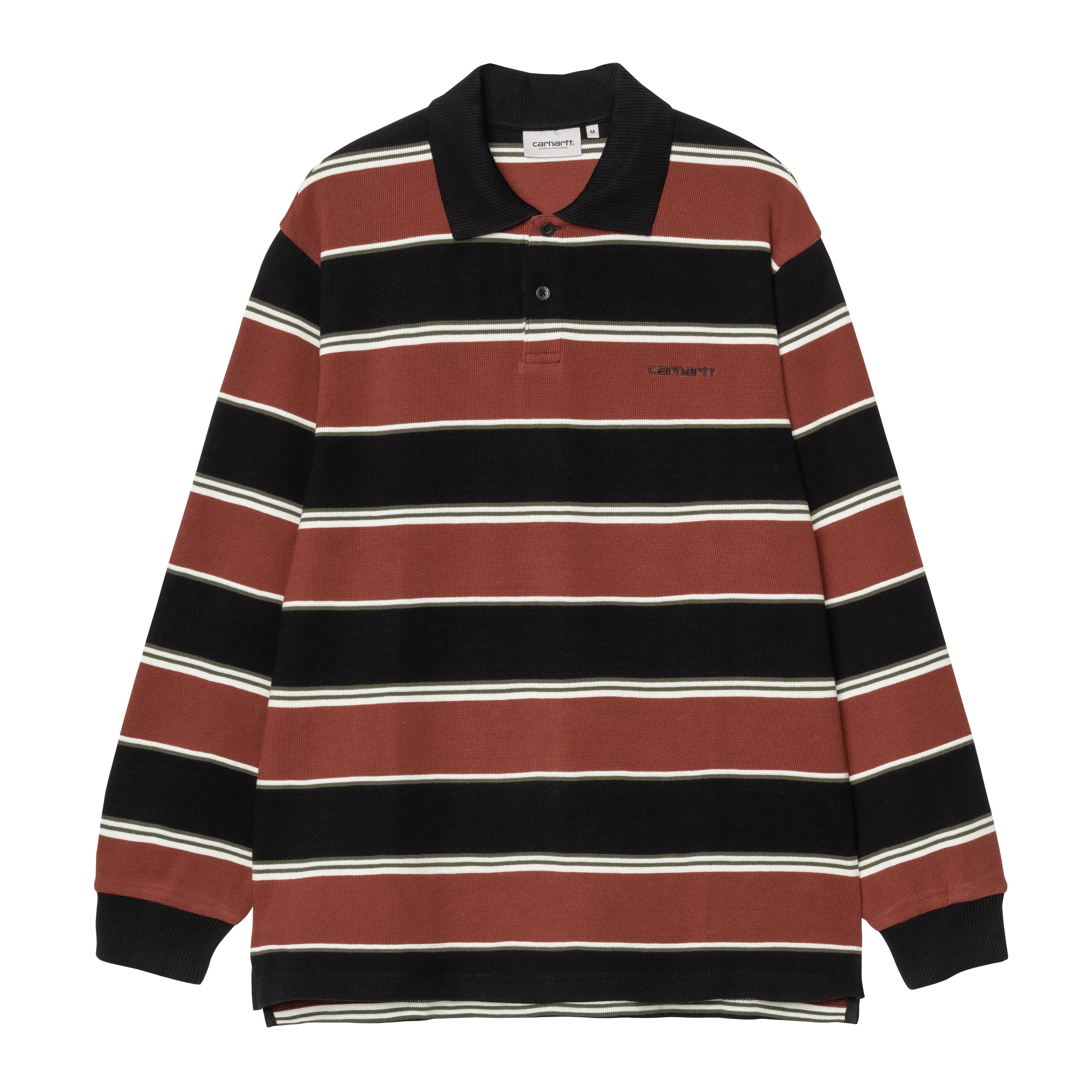 Carhartt WIP L/S Malone Rugby Shirt, Malone Stripe, Dark Brick ...