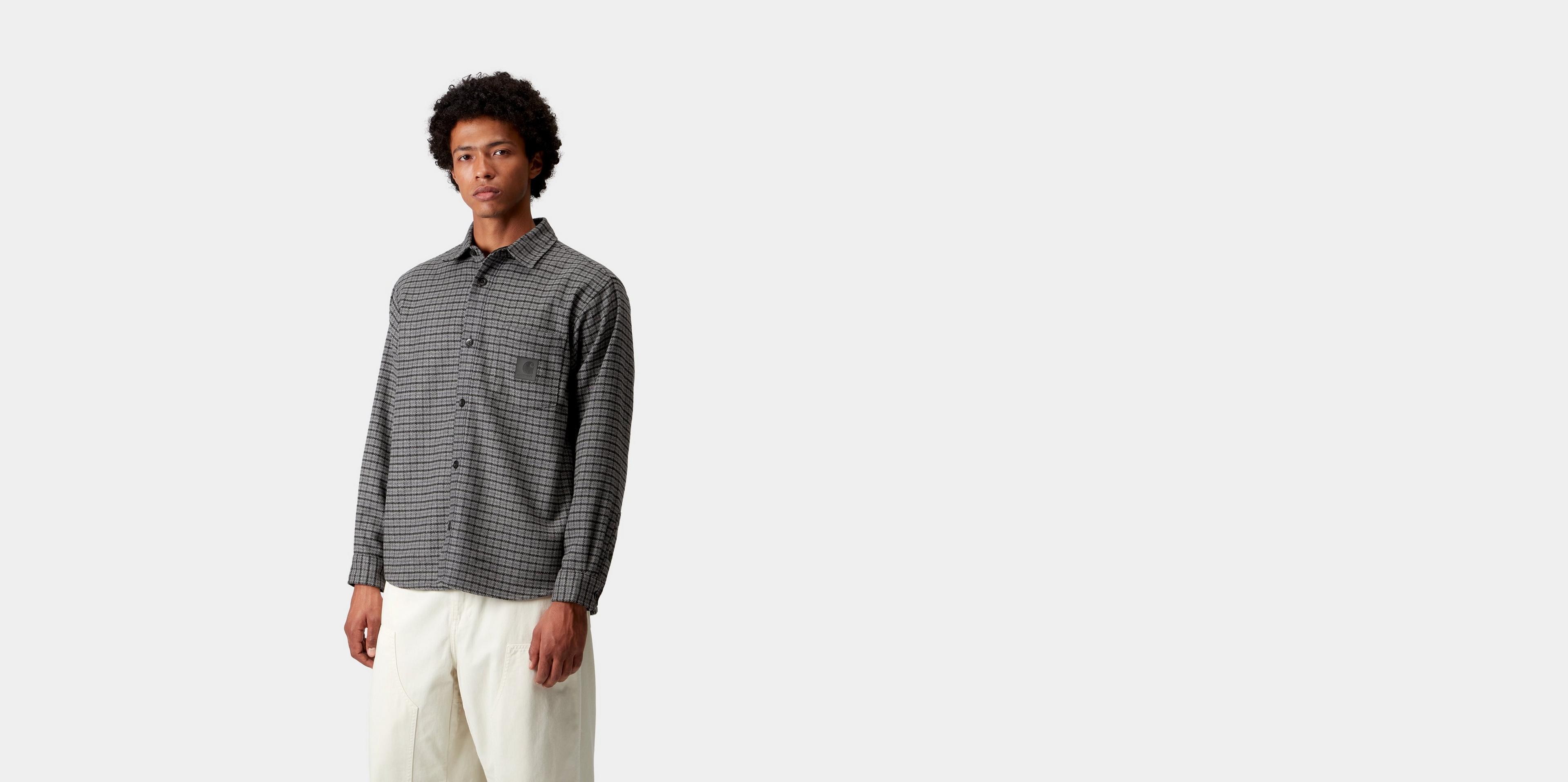 Carhartt WIP L/S Lowis Shirt, Lowis Houndstooth, Grey Heather ...