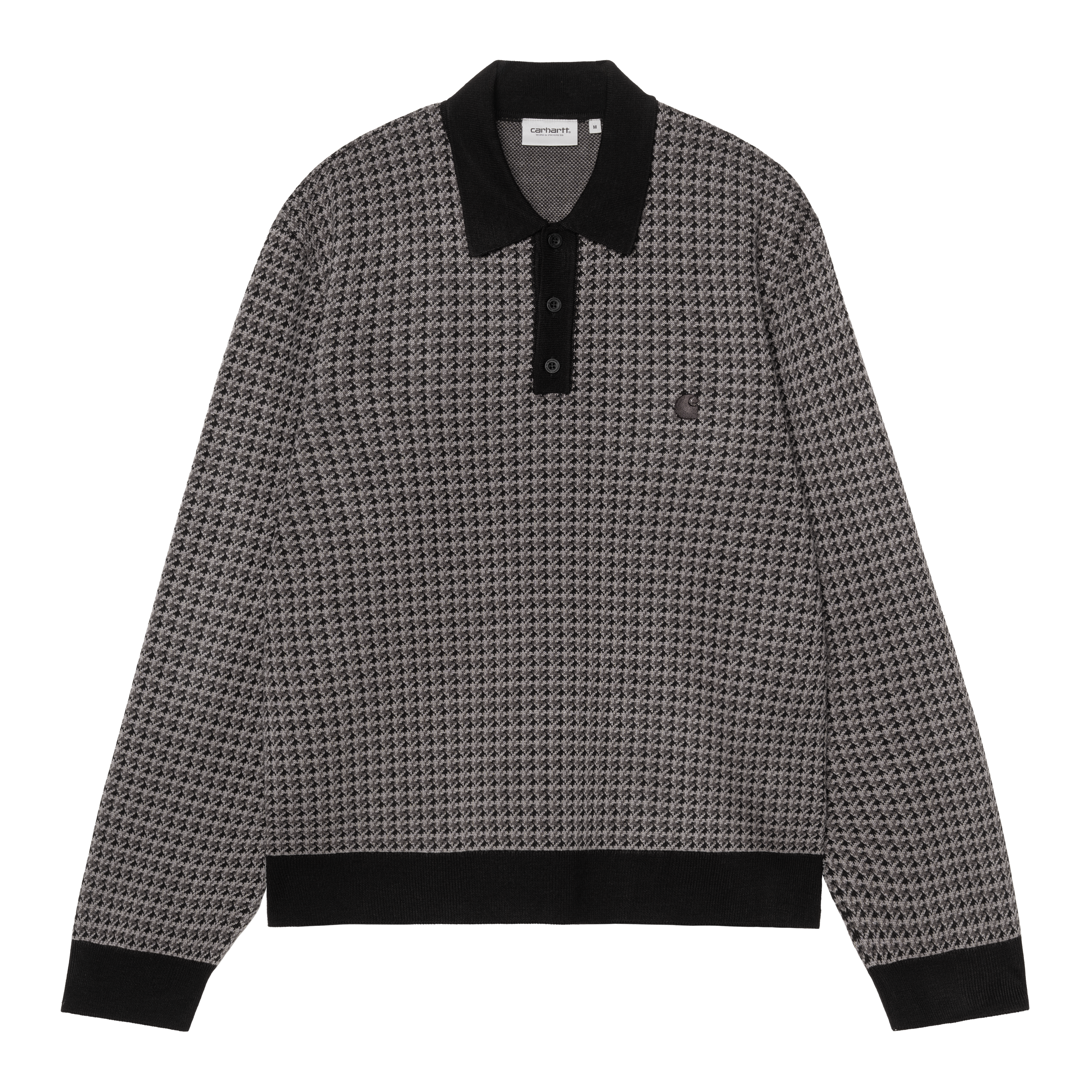 Carhartt WIP L/S Lowis Polo, Lowis Houndstooth, Grey Heather | Tienda ...