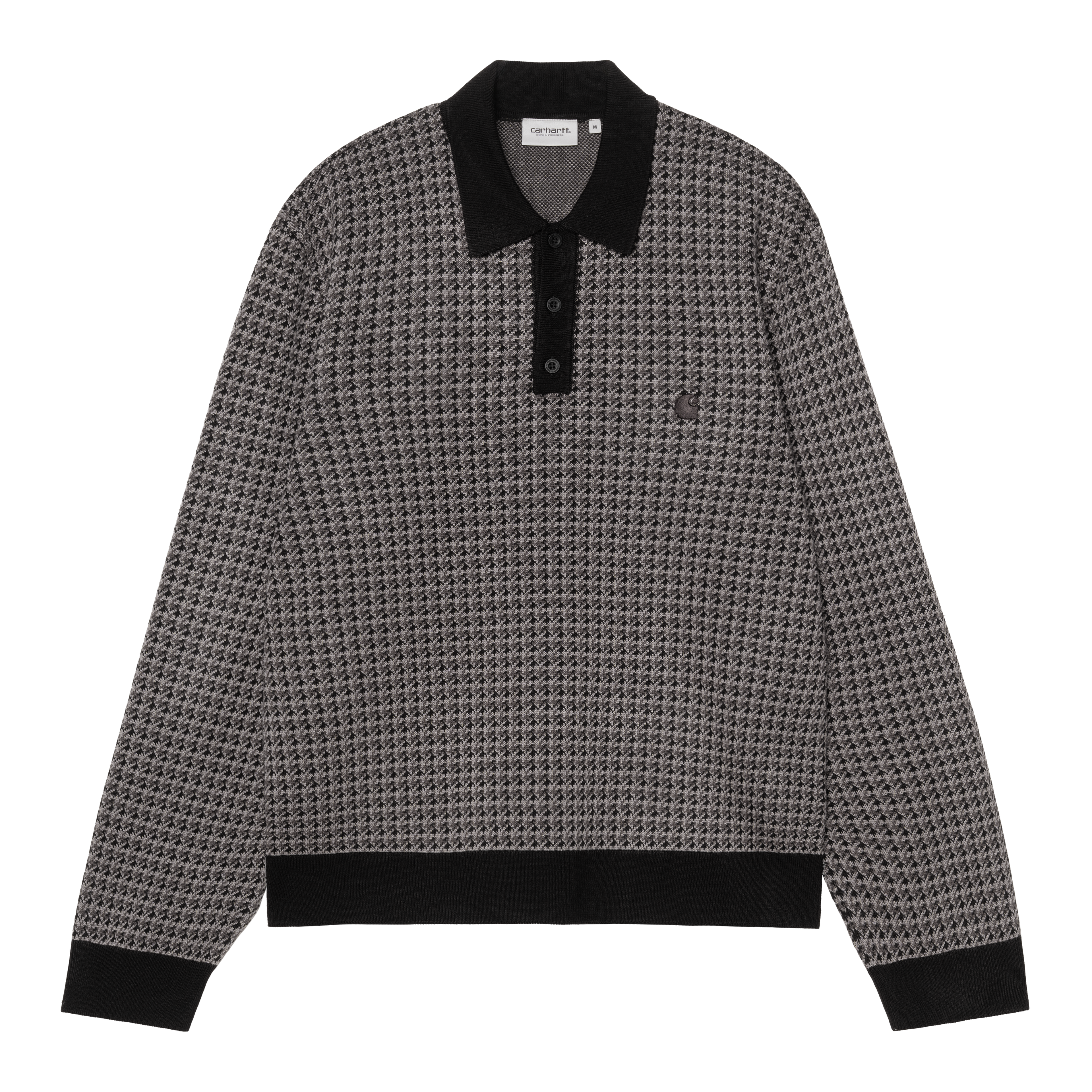 Carhartt WIP L/S Lowis Polo, Lowis Houndstooth, Grey Heather | Tienda ...