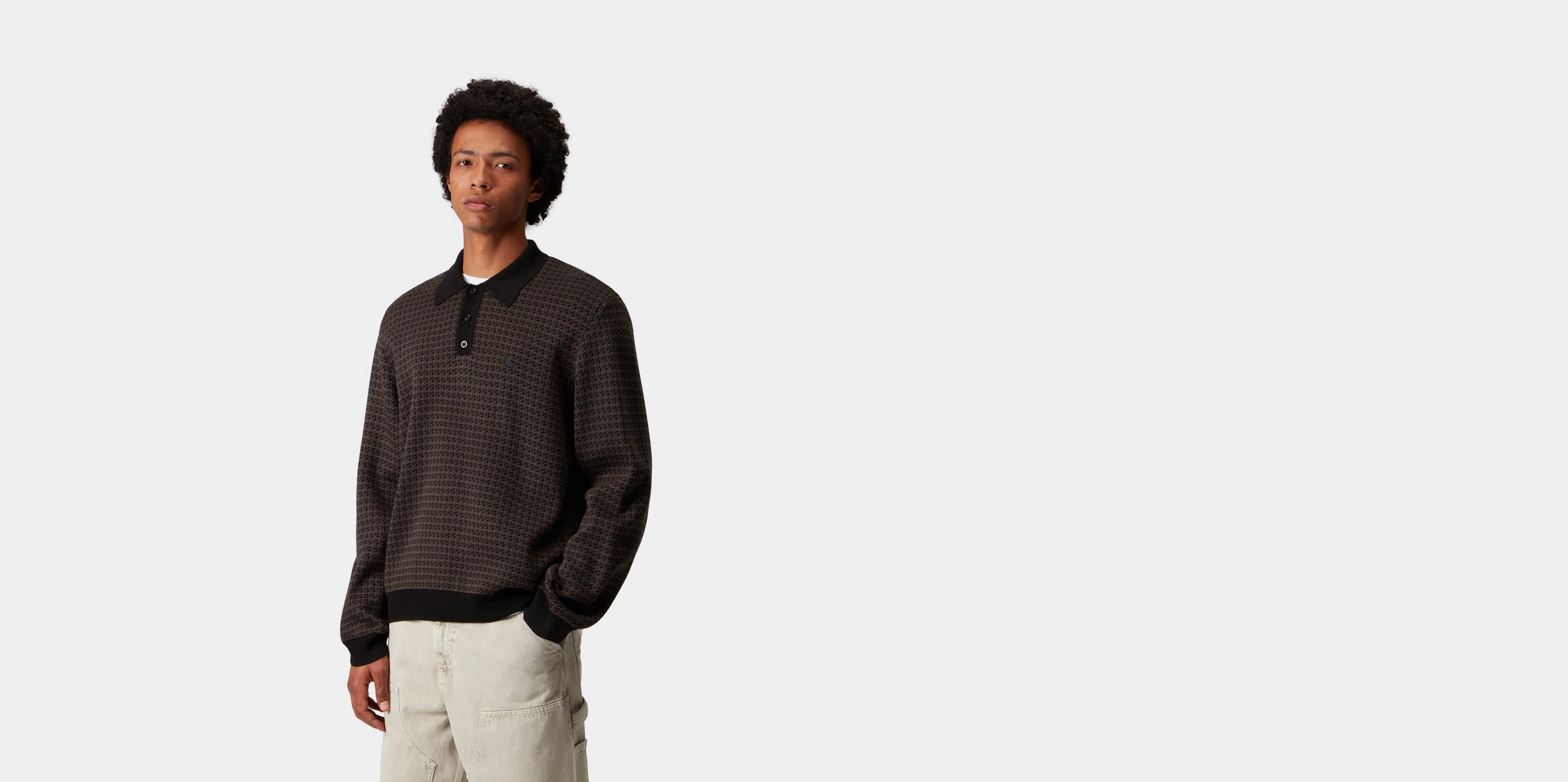 Carhartt WIP L/S Lowis Polo, Lowis Houndstooth, Vitola Heather ...