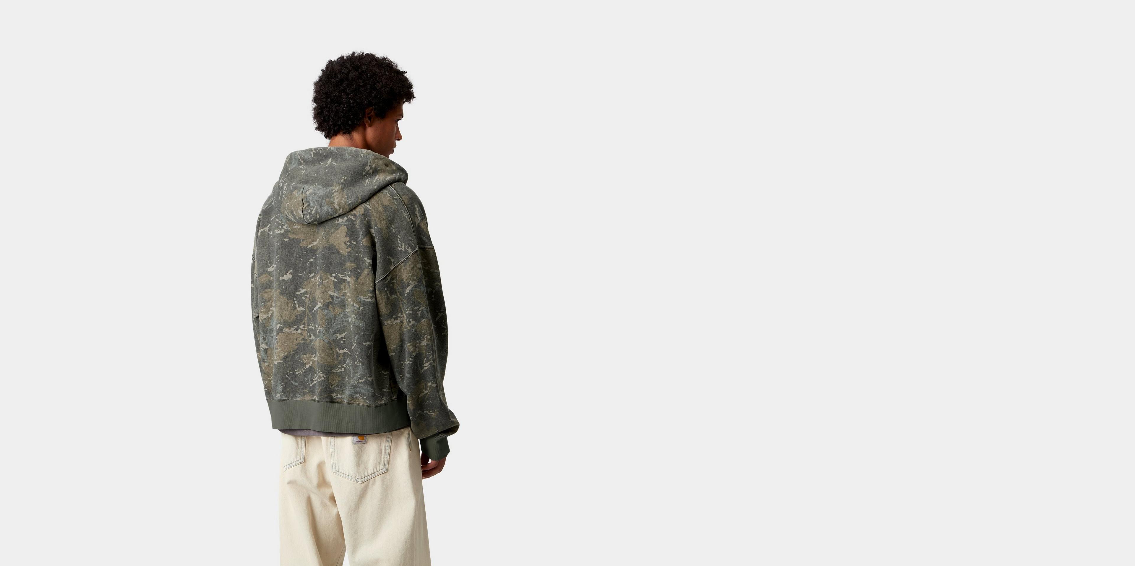 Carhartt WIP Hooded Benton Sweat Jacket, Camo Combi, Green | Official ...