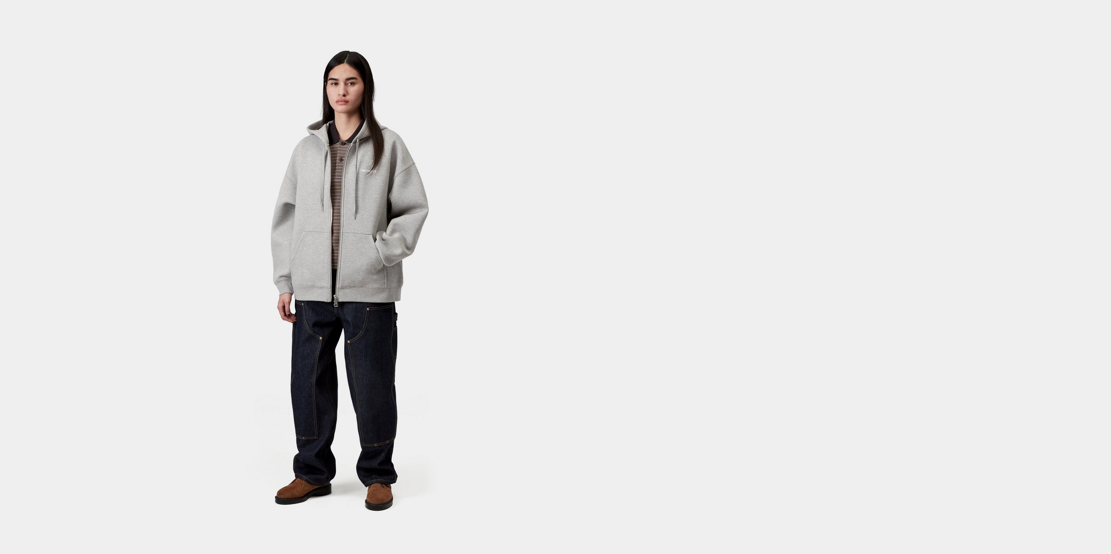 Carhartt WIP W' Hooded Alda Jacket, Grey Heather / White | Official ...