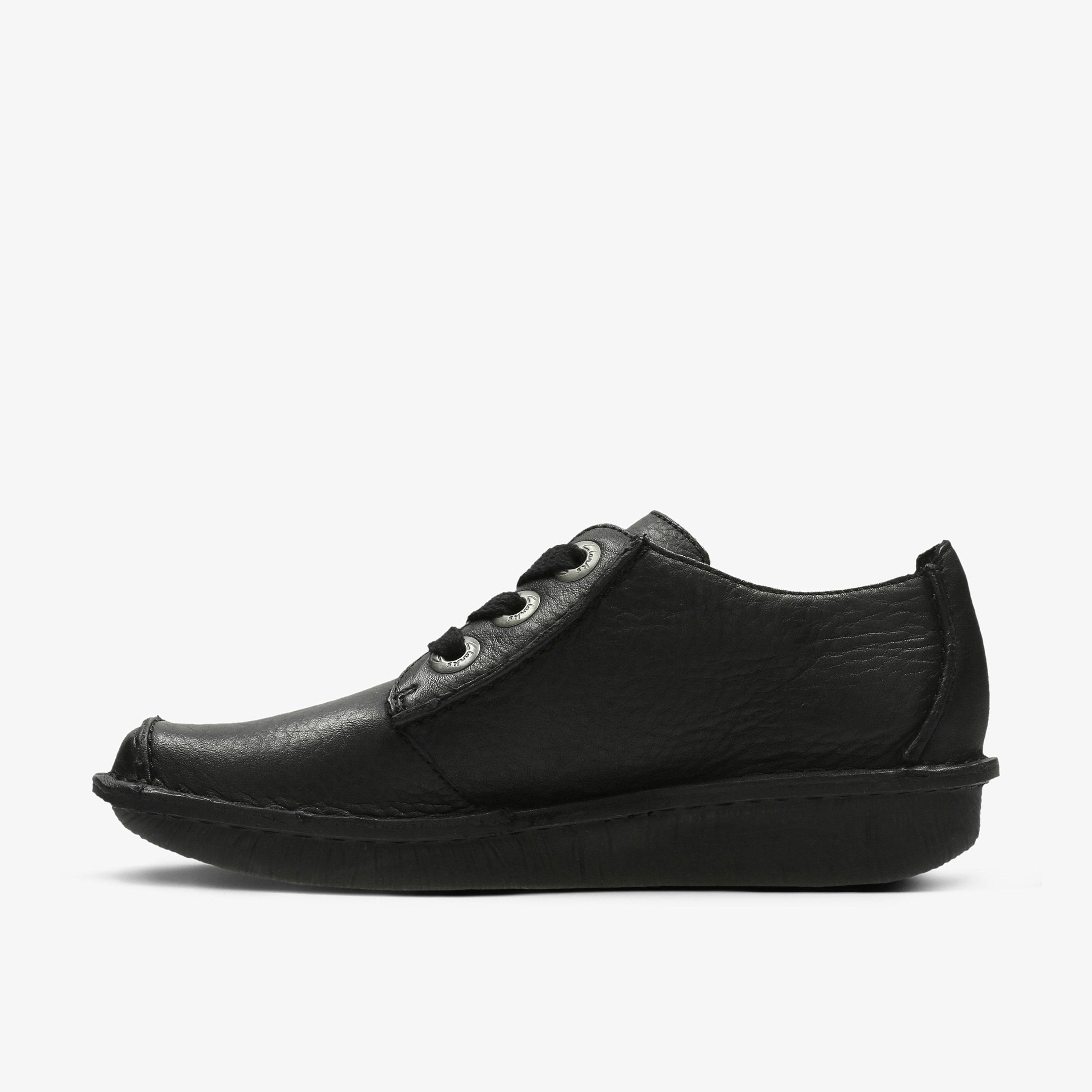 Womens Funny Dream Black Leather Derby Shoes Clarks UK