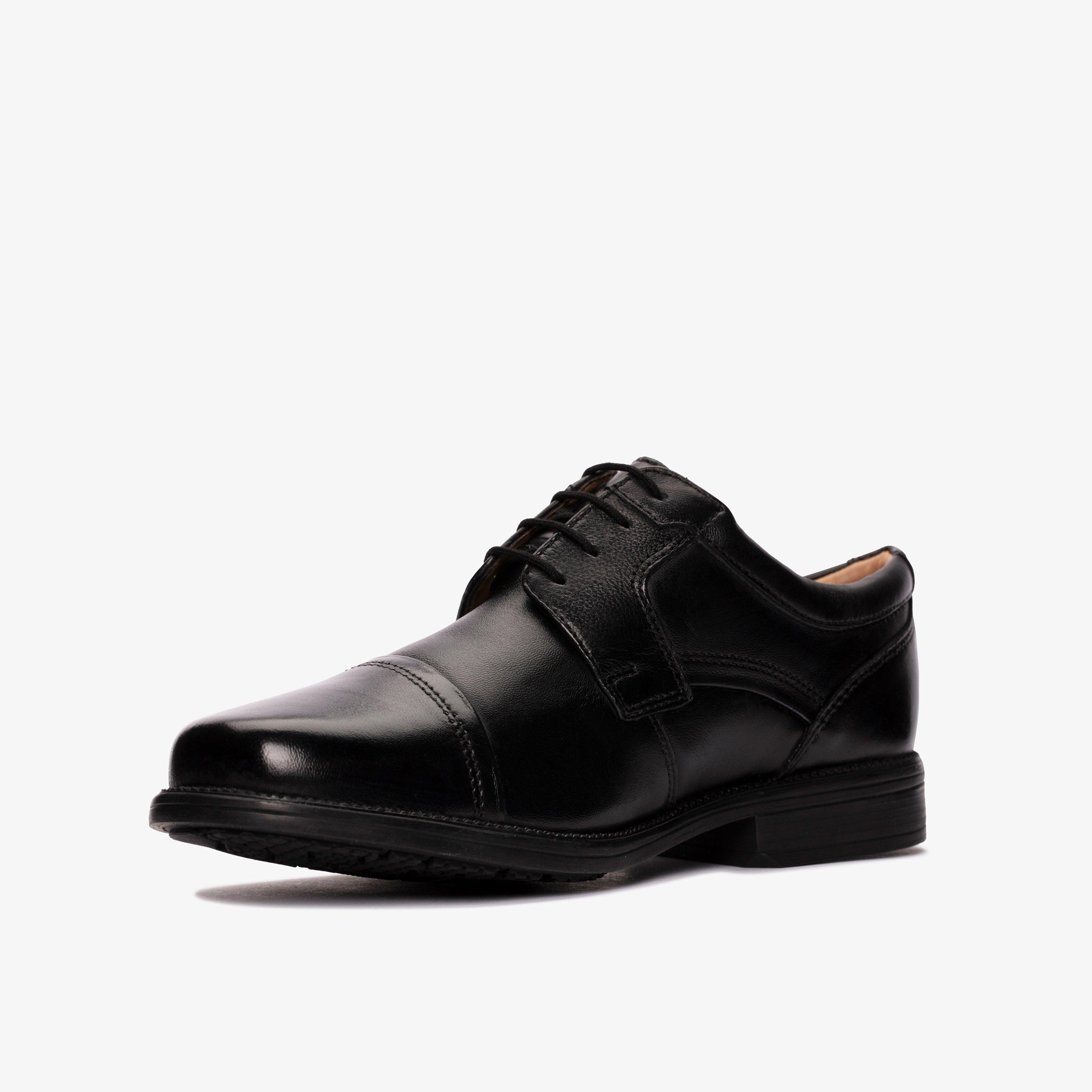 Mens Hail Cap Black Leather Shoes Lace Up | Clarks Outlet