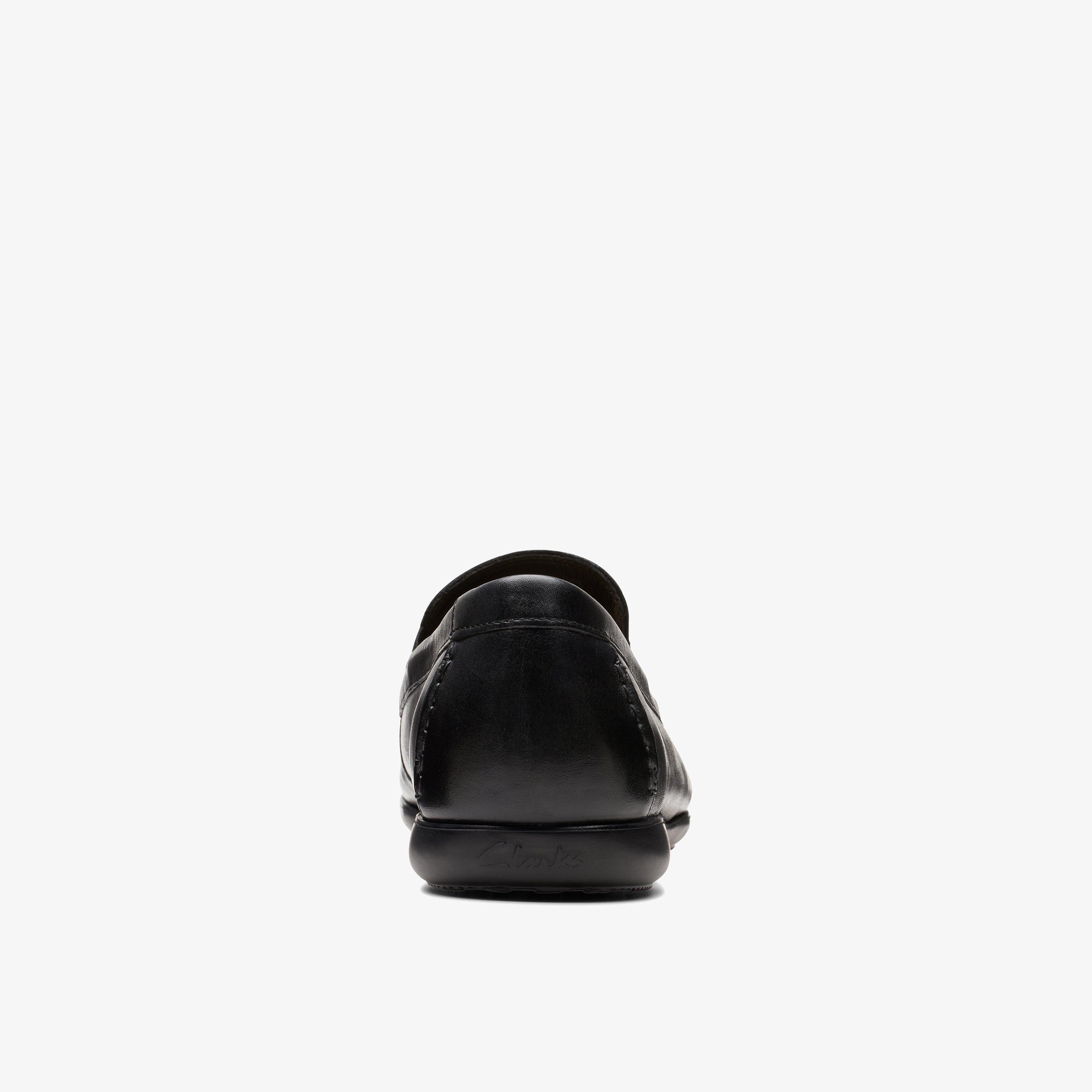 Mens Finer Sun Black Leather Slip Ons Clarks Outlet