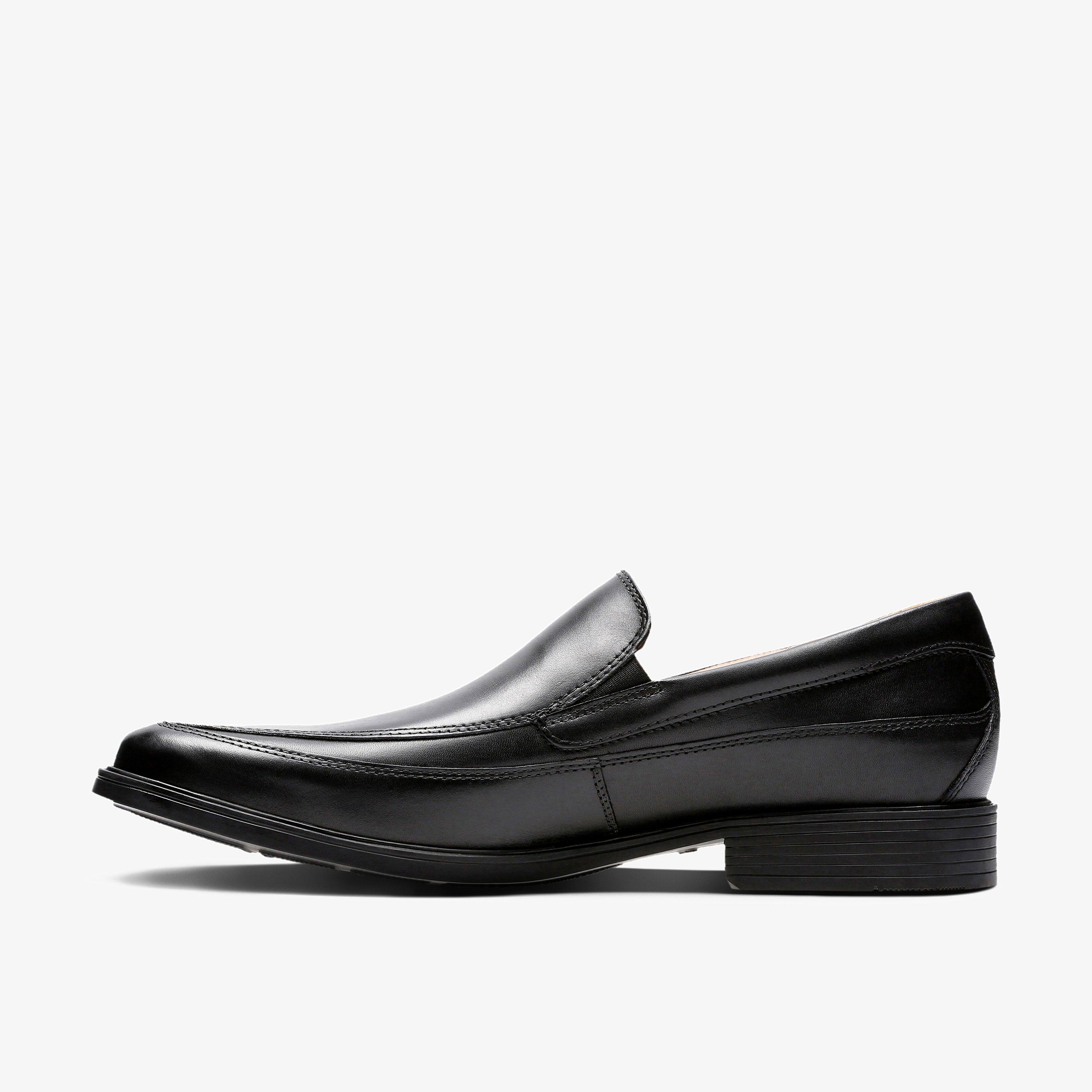 Mens Tilden Free Black Leather Slip Ons | Clarks