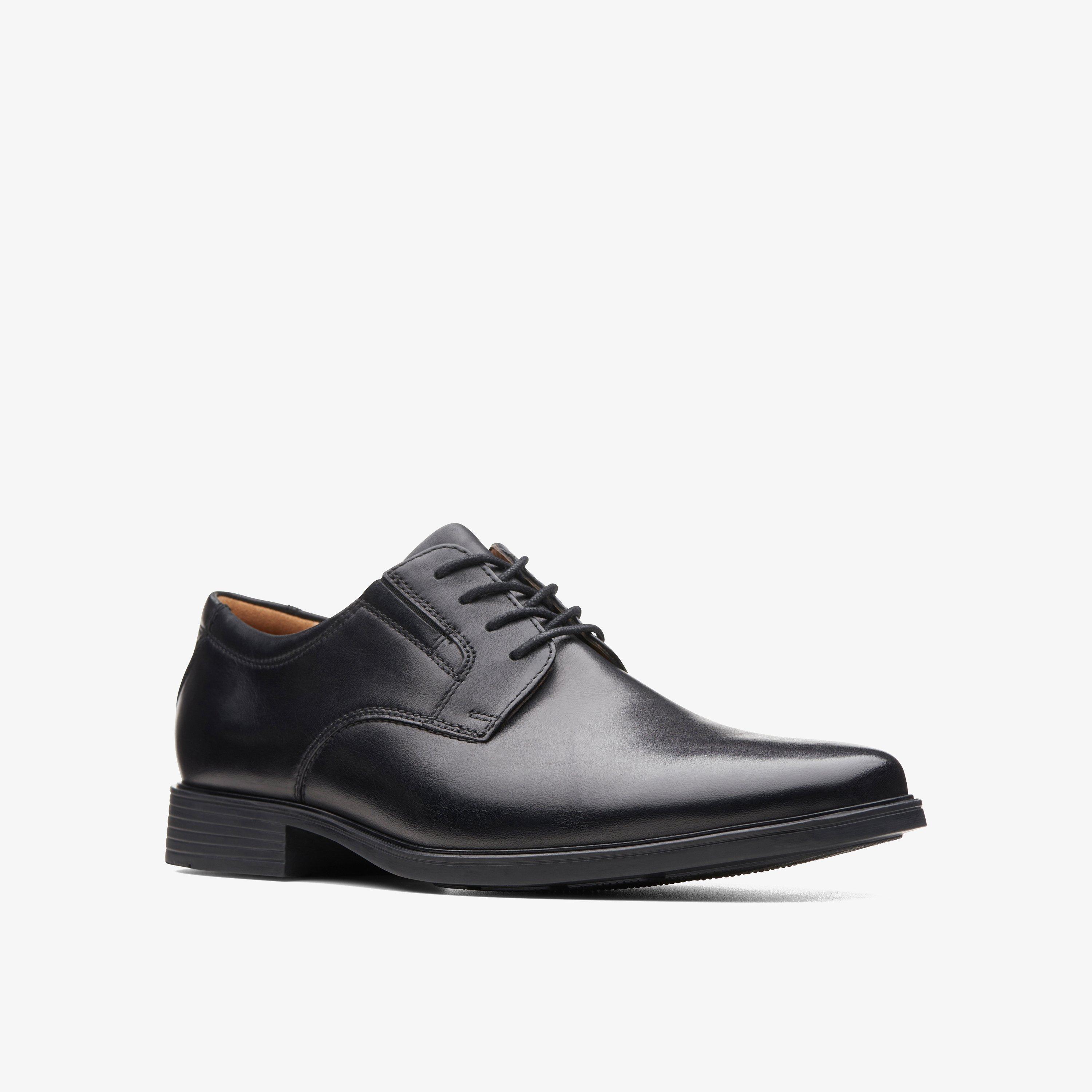 Zapatos de cordones Derby de cuero negro para hombres Tilden Plain | Clarks