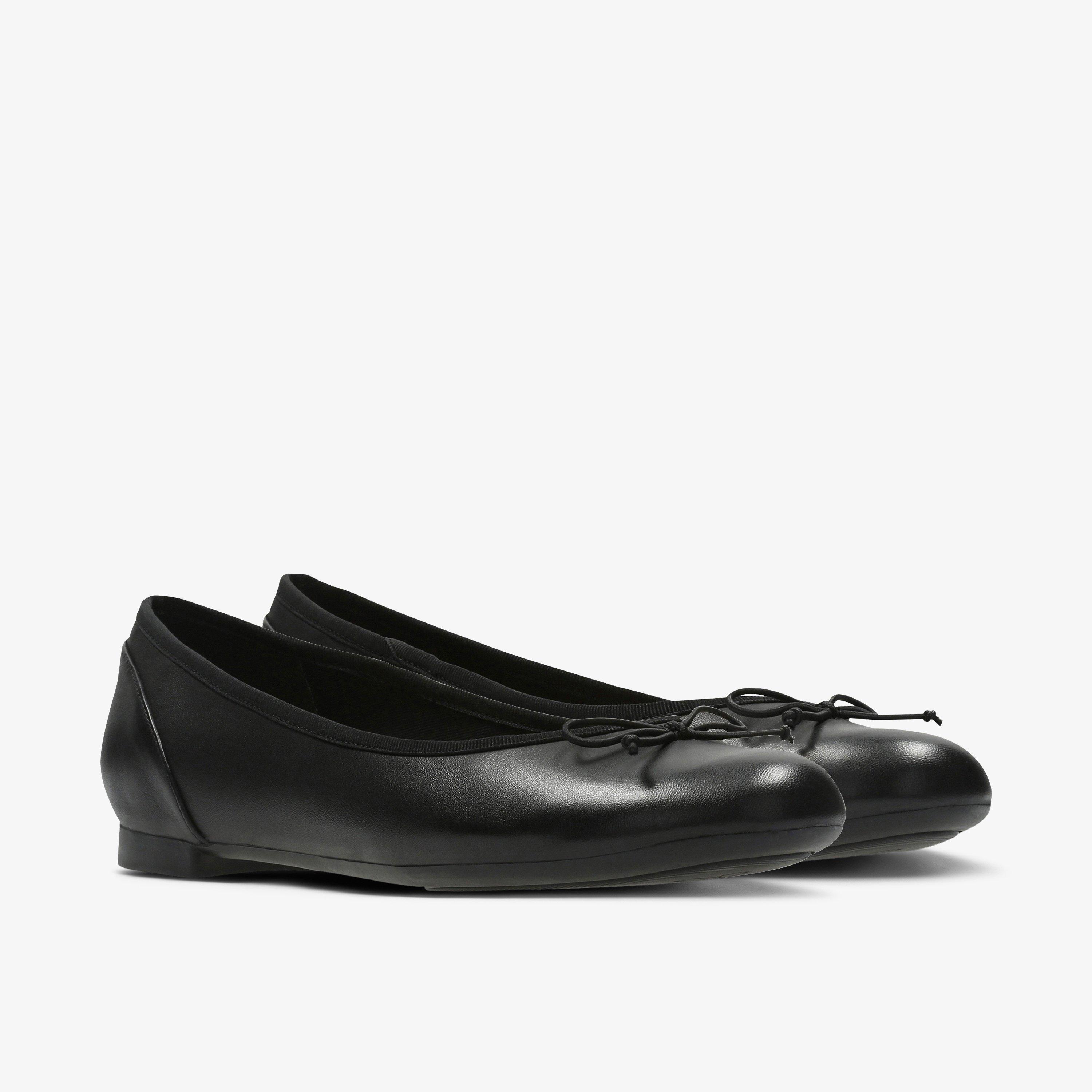 Womens Couture Bloom Black Leather Ballet Pump Slip On Shoes | Clarks