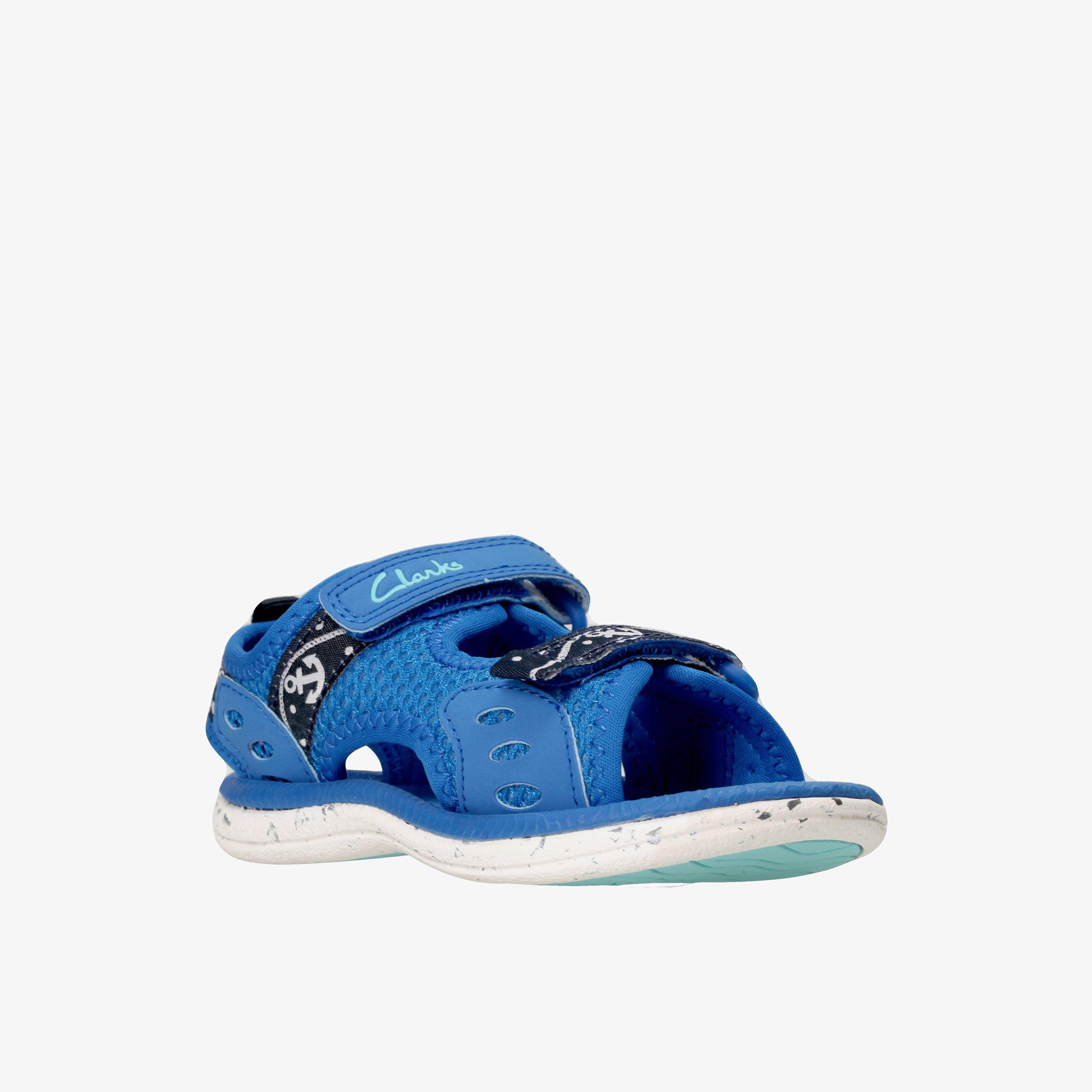 Boys Piranha Boy Kid Navy Synthetic Flat Riptape Sandals | Clarks