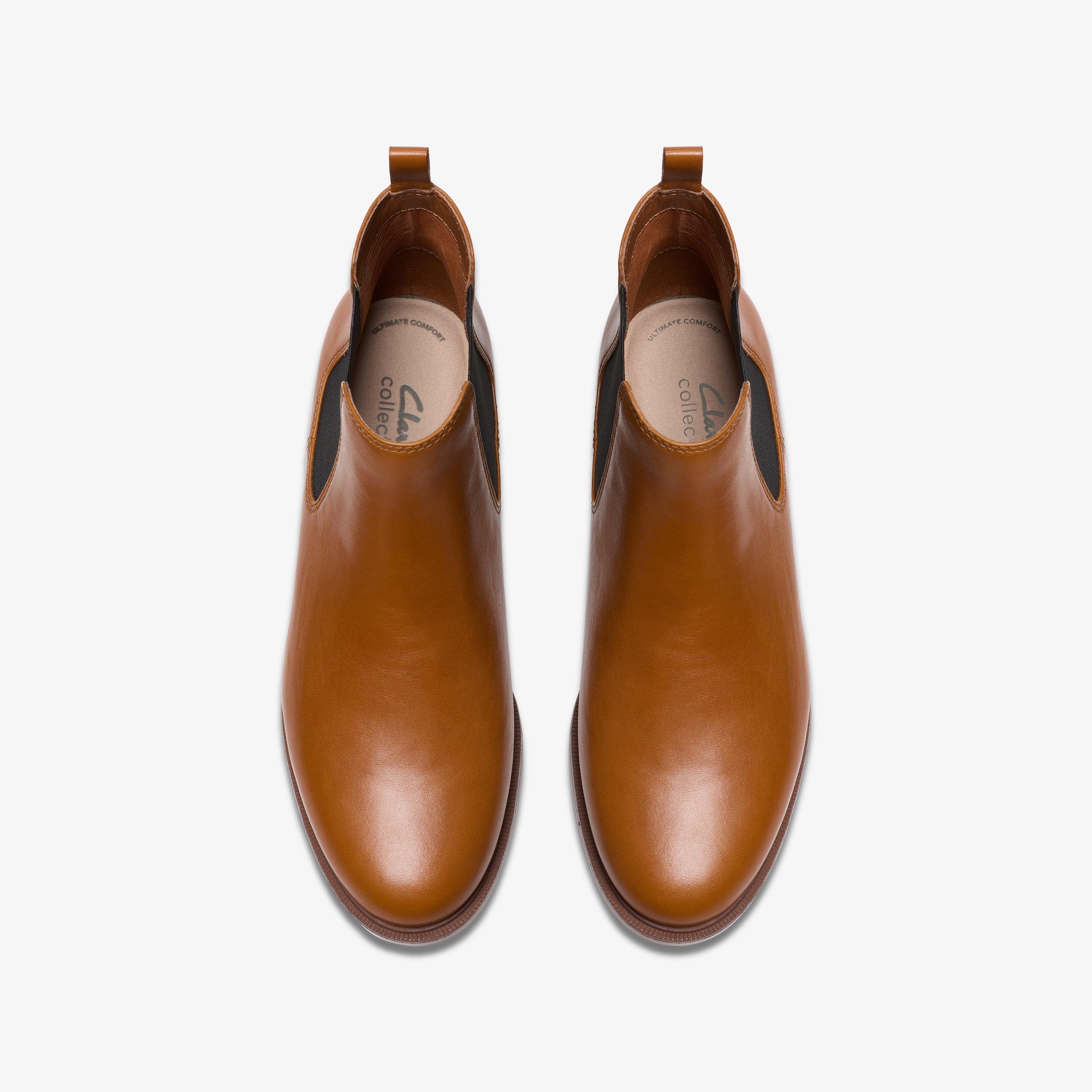 Womens Taylor Shine Tan Leather Ankle Boots Chelsea Boots | Clarks Outlet