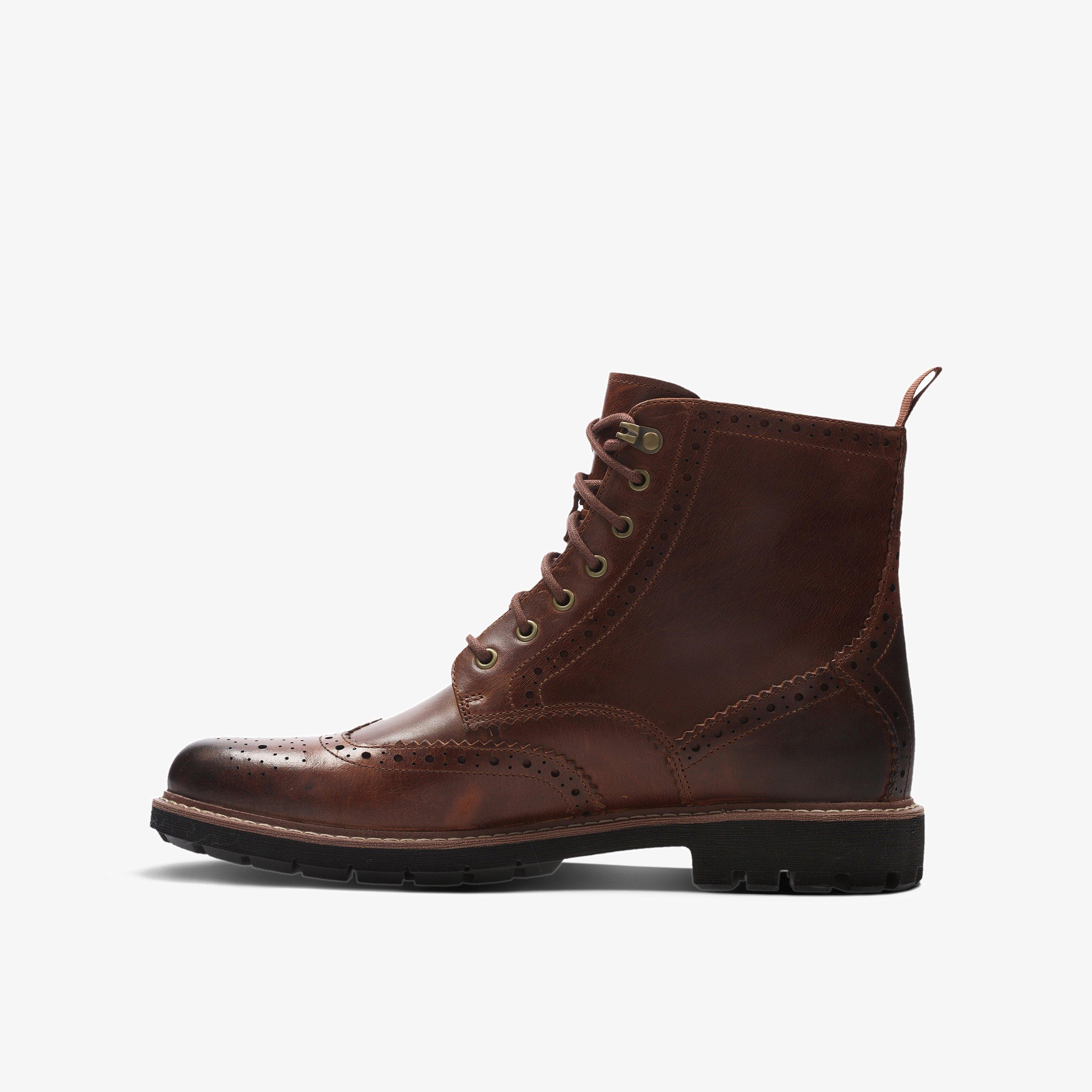 Mens Batcombe Lord Dark Tan Leather Ankle Boots Brogues Lace Up ...