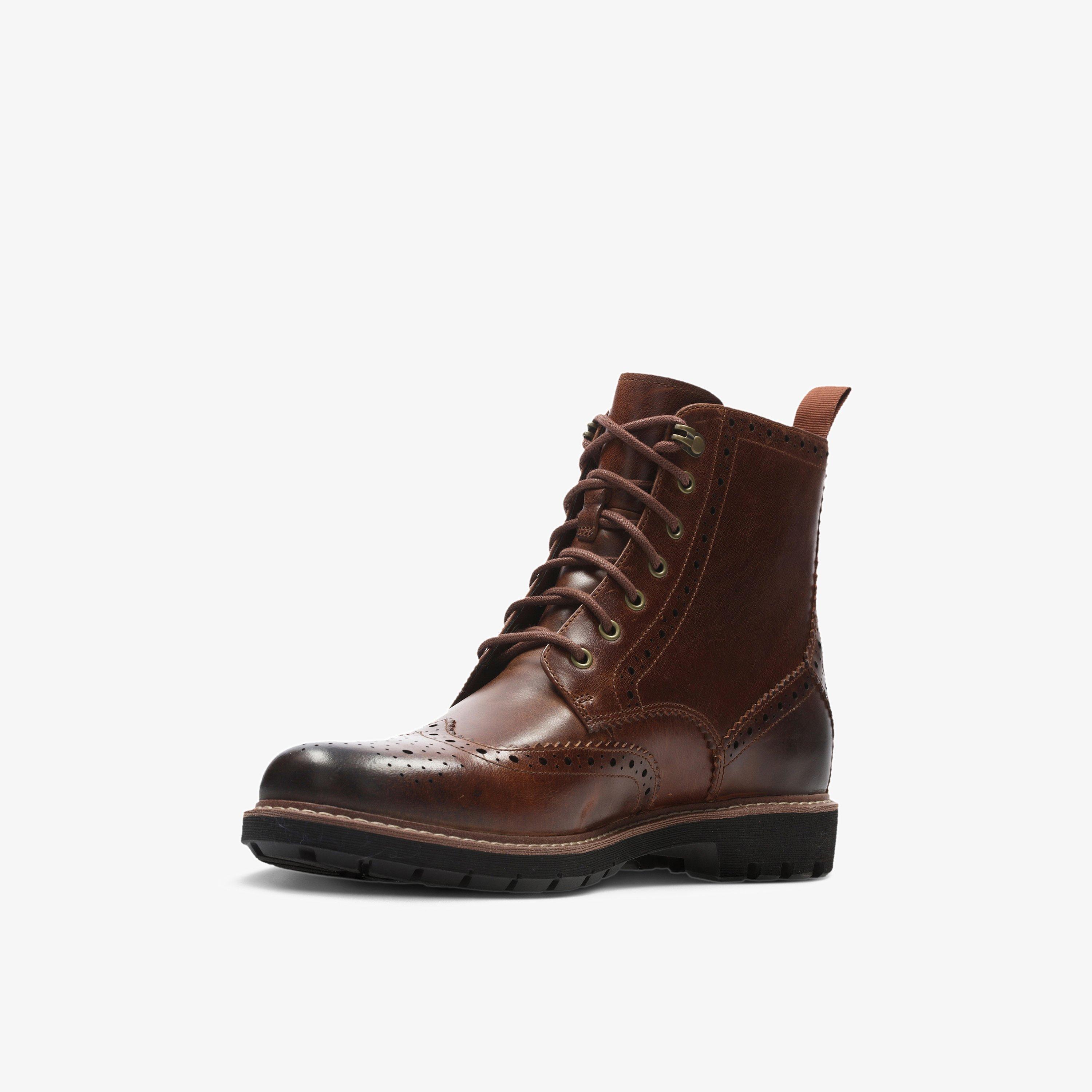 Mens Batcombe Lord Dark Tan Leather Ankle Boots Brogues Lace Up ...