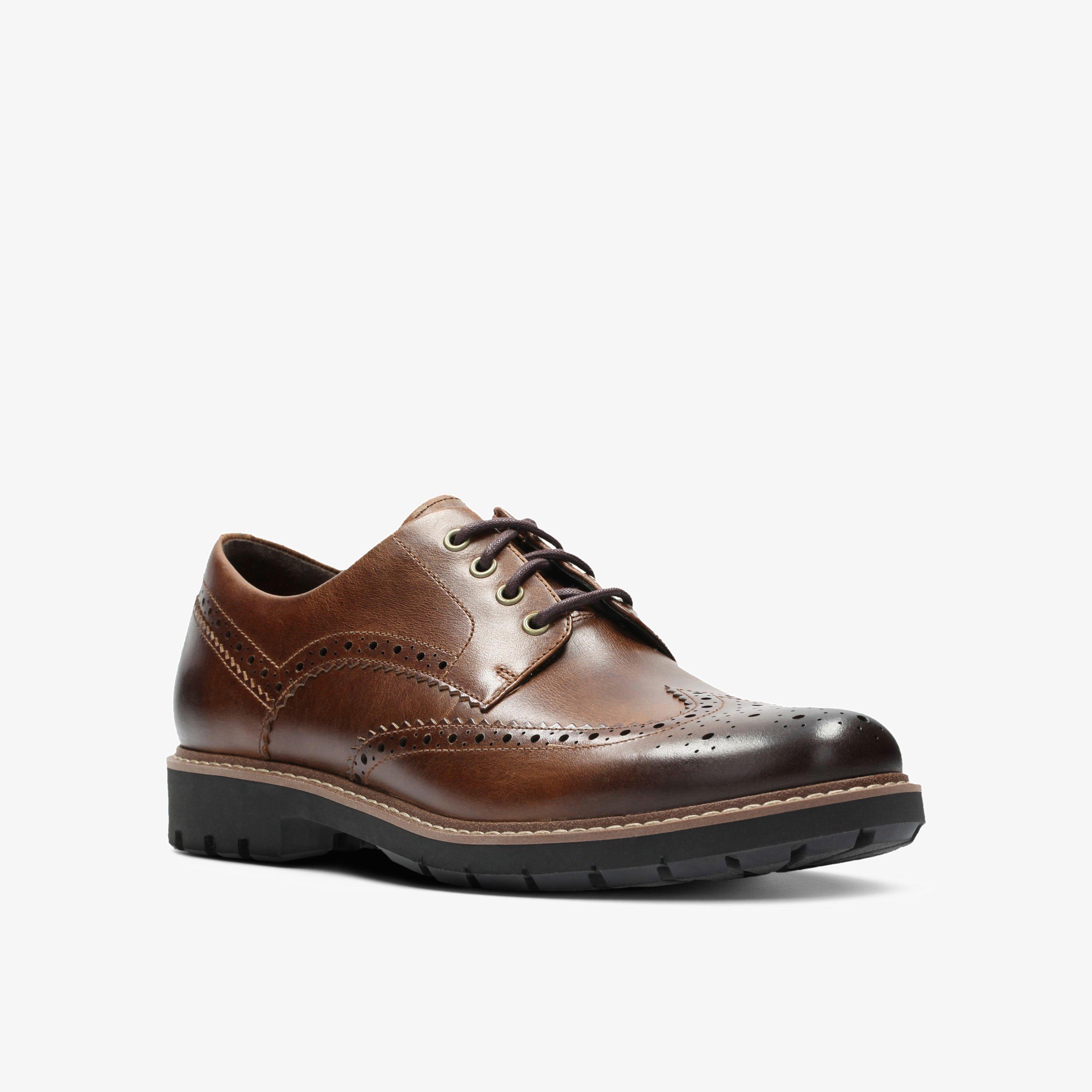 Mens Batcombe Wing Dark Tan Leather Shoes Brogues | Clarks Outlet