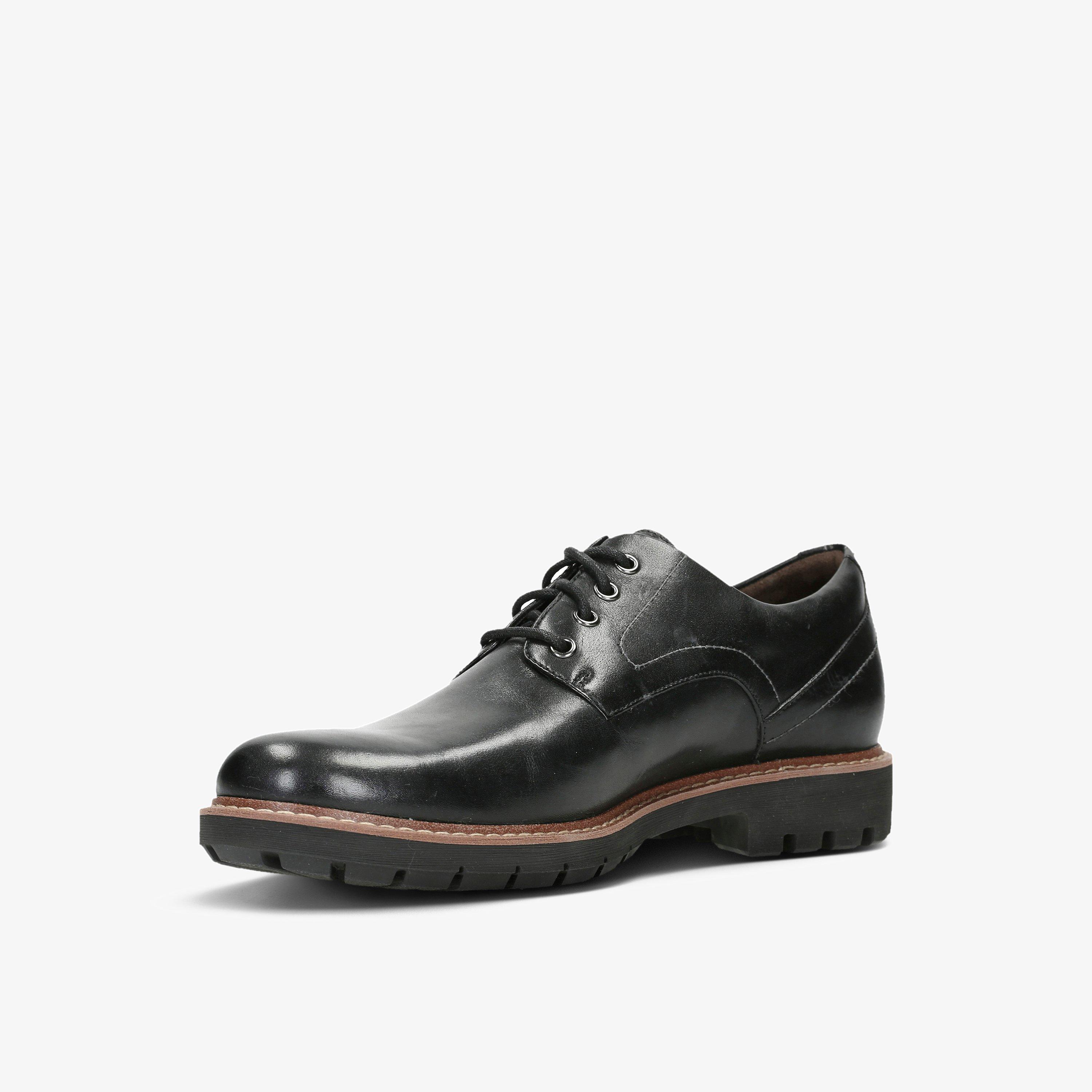 Mens Batcombe Hall Black Leather Derby Shoes Lace Up | Clarks Outlet