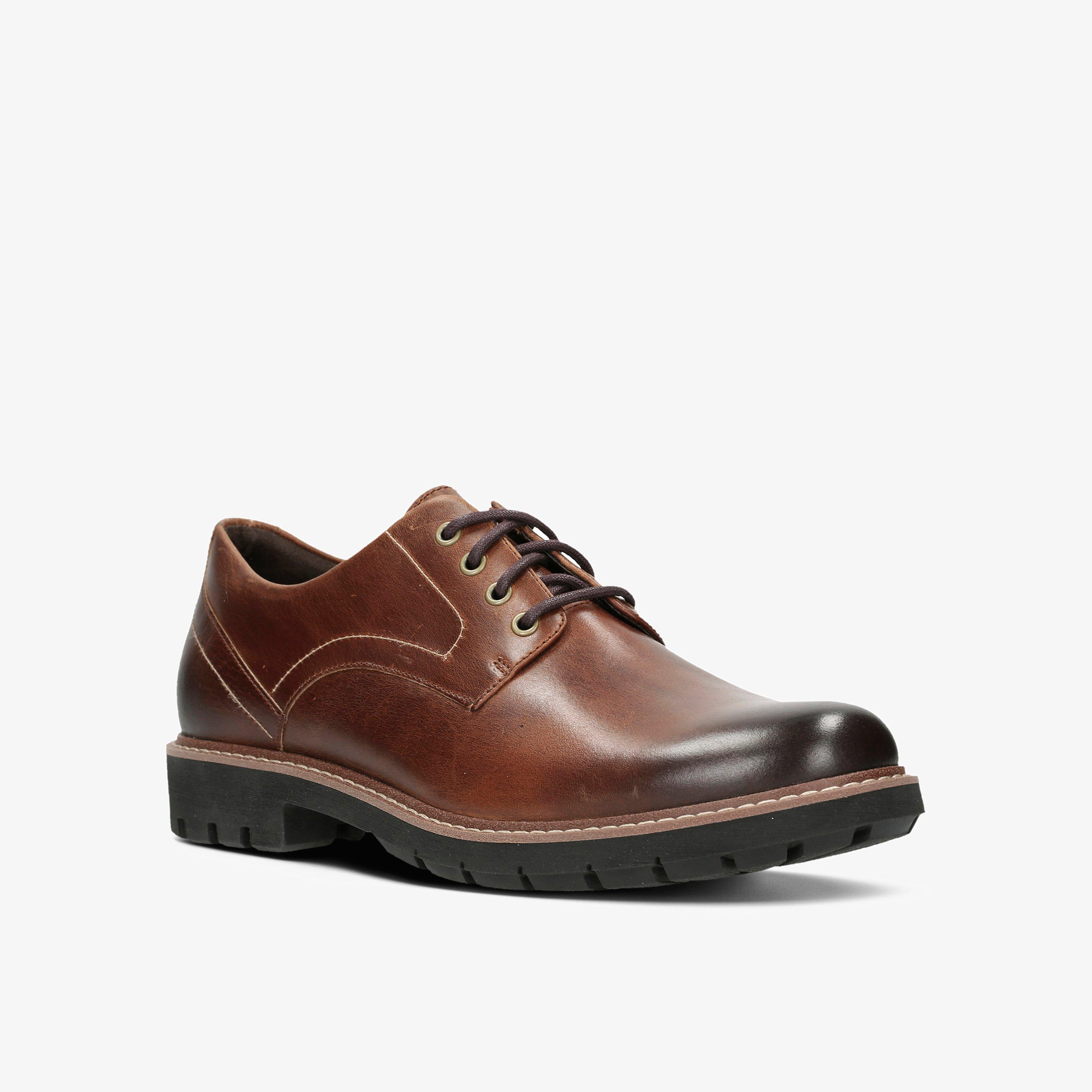 Mens Batcombe Hall Dark Tan Leather Derby Shoes Lace Up | Clarks Outlet