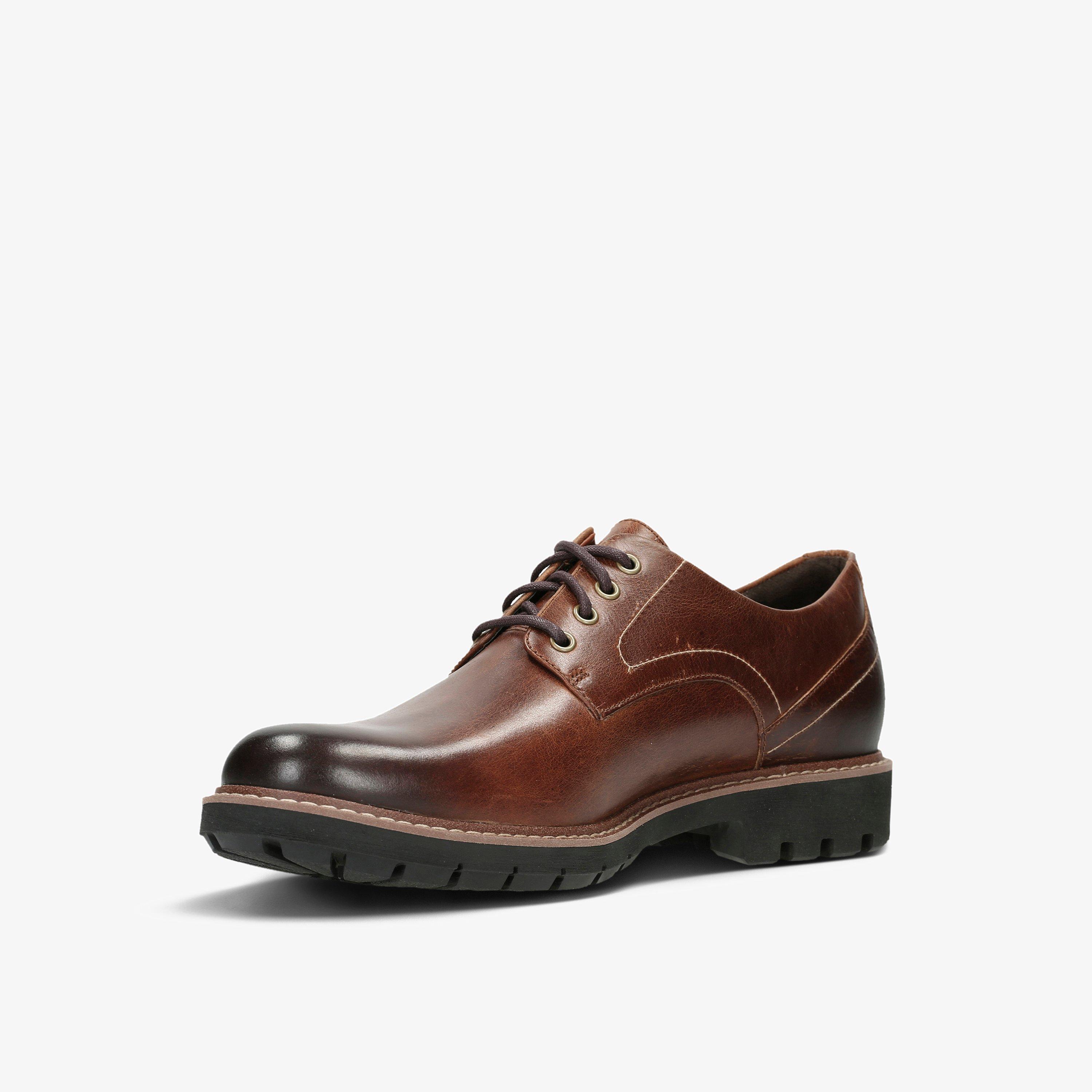 Mens Batcombe Hall Dark Tan Leather Derby Shoes Lace Up | Clarks Outlet
