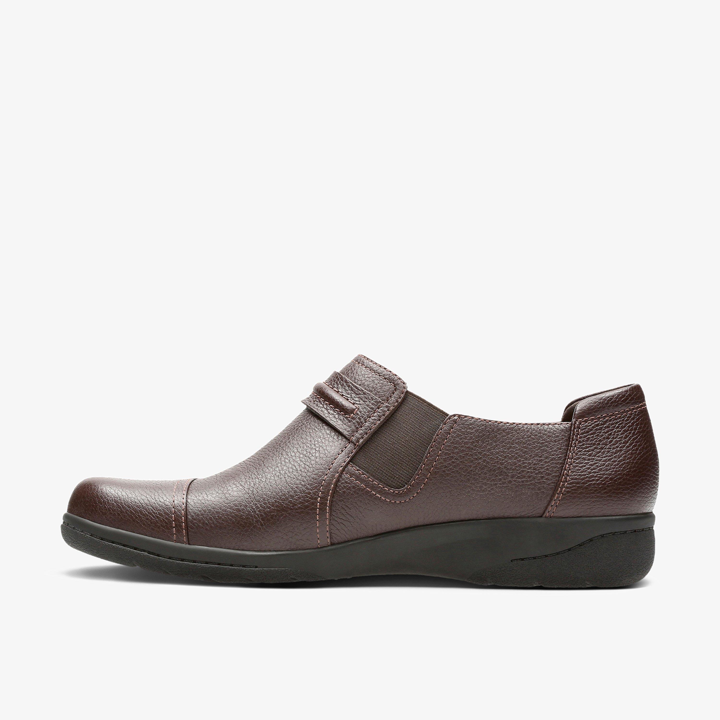 Dames Cheyn Madi Donkerbruin Leren Instapschoenen | Clarks
