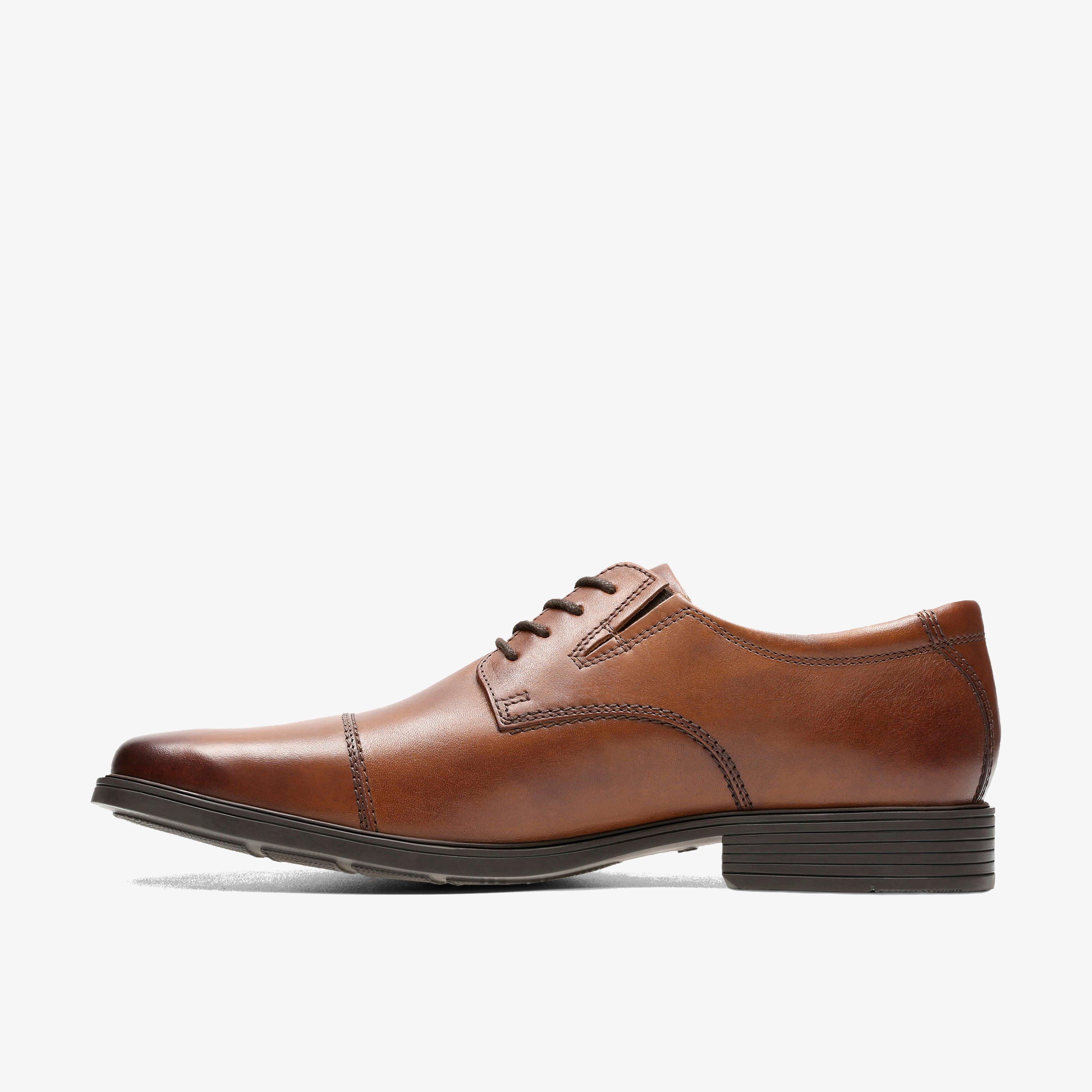 Mens Tilden Cap Dark Tan Leather Derby Lace Up Shoes | Clarks