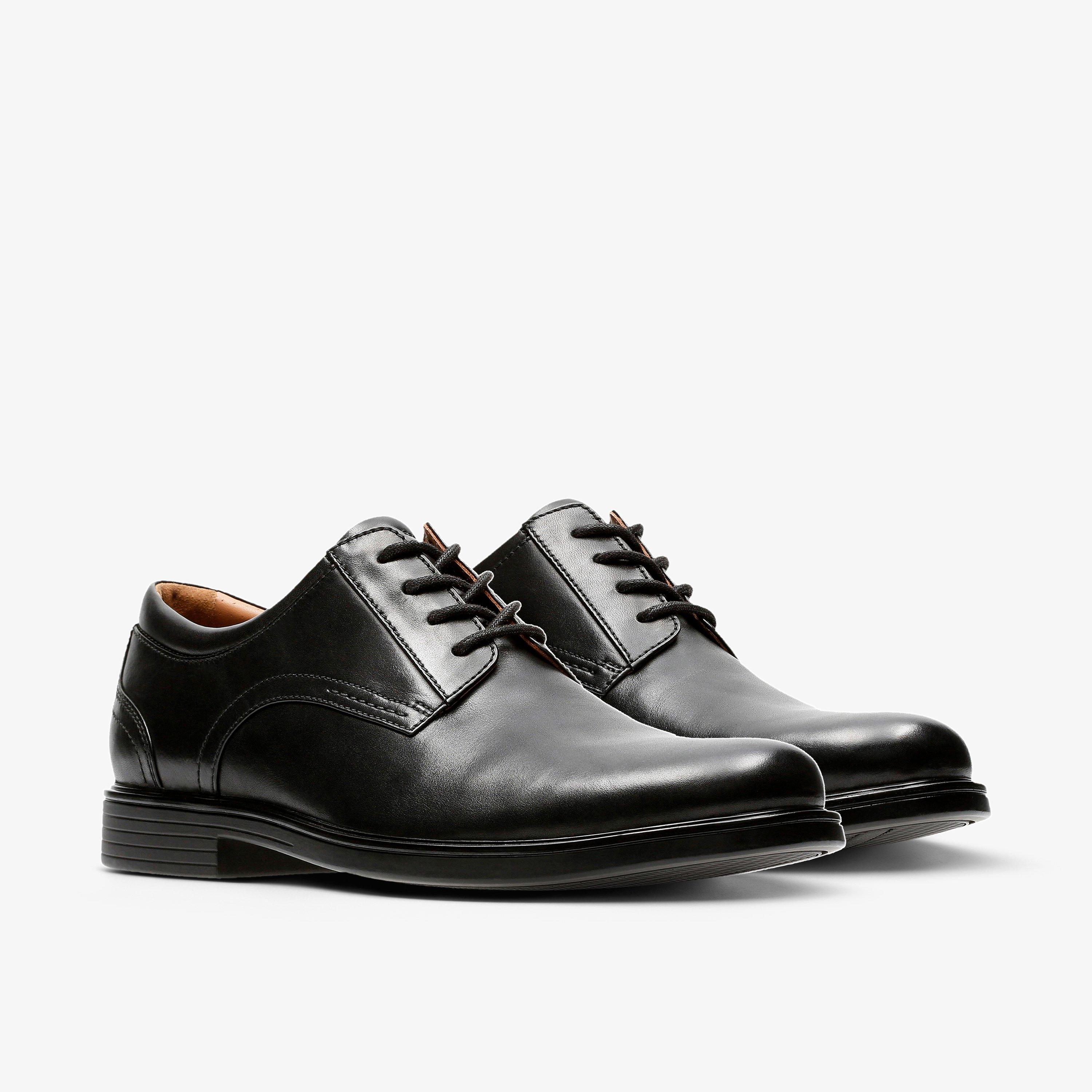 Mens Un Aldric Lace Black Leather Derby Lace Up Shoes | Clarks