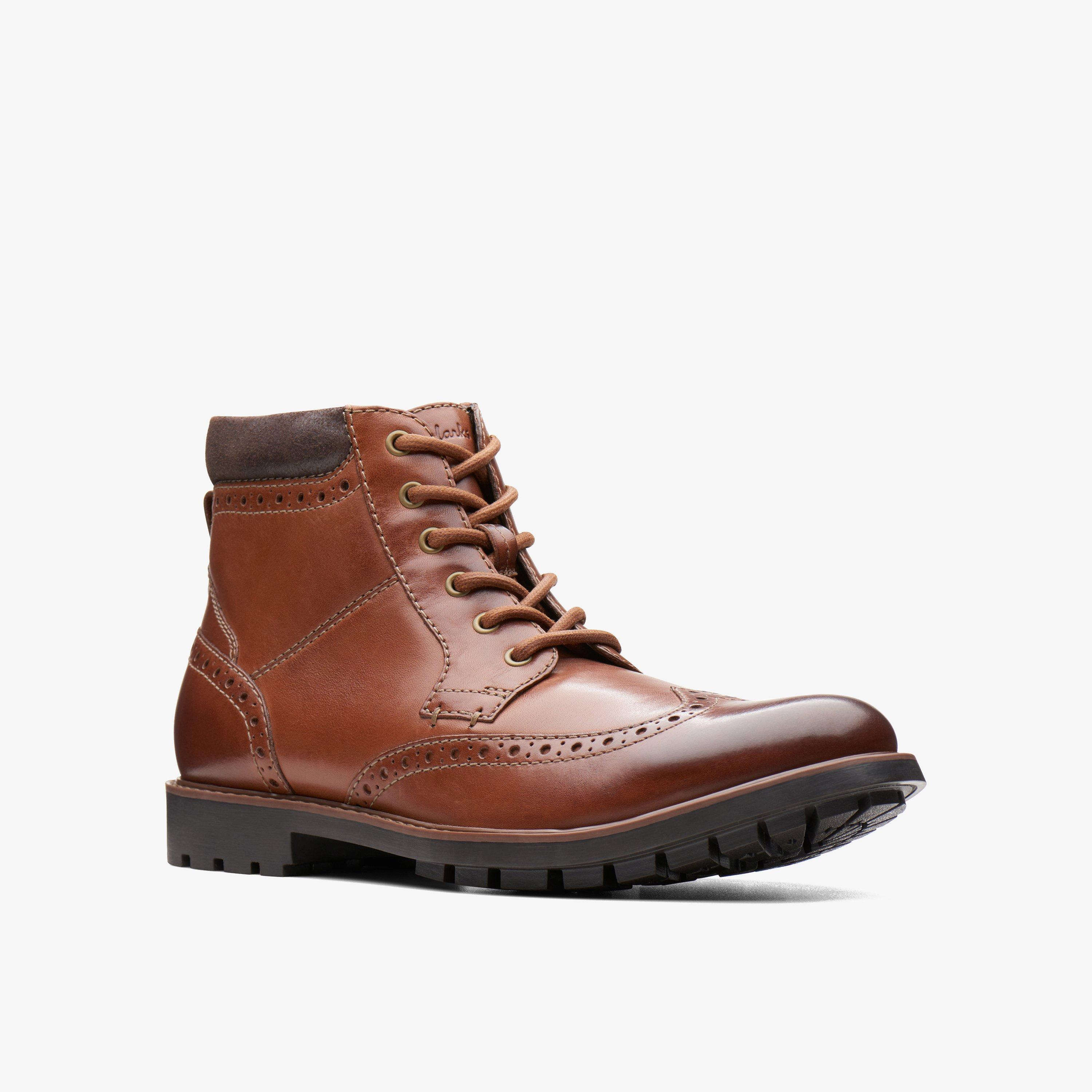 Mens Curington Rise Tan Leather Ankle Boots Lace Up | Clarks Outlet