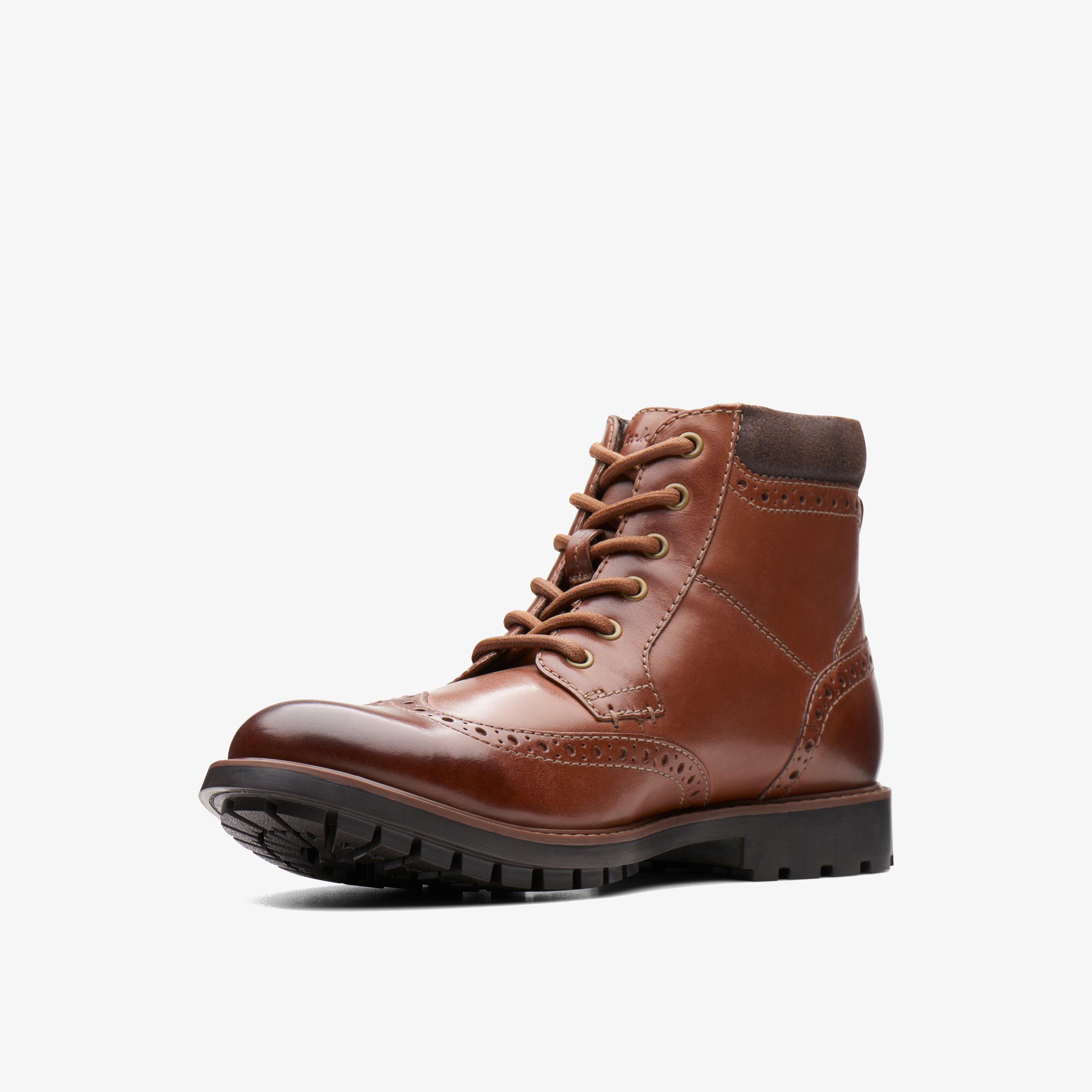 Bottes à la cheville en cuir marron pour hommes Curington Rise | Clarks