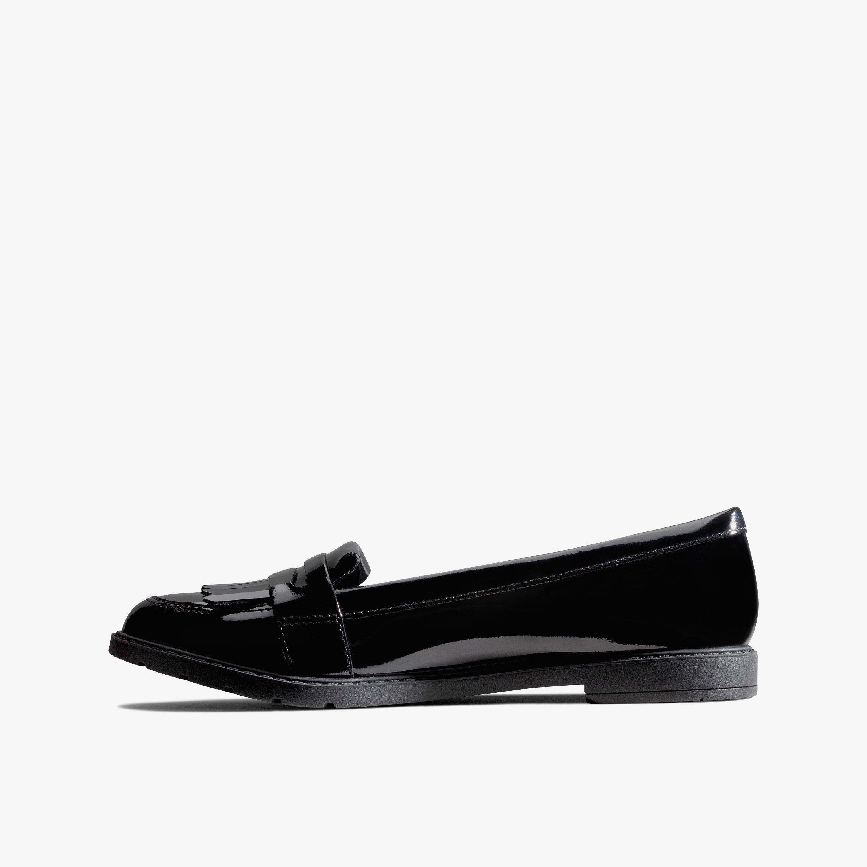 Girls Scala Bright Kid Black Patent Shoes Loafers School Shoes | Clarks ...
