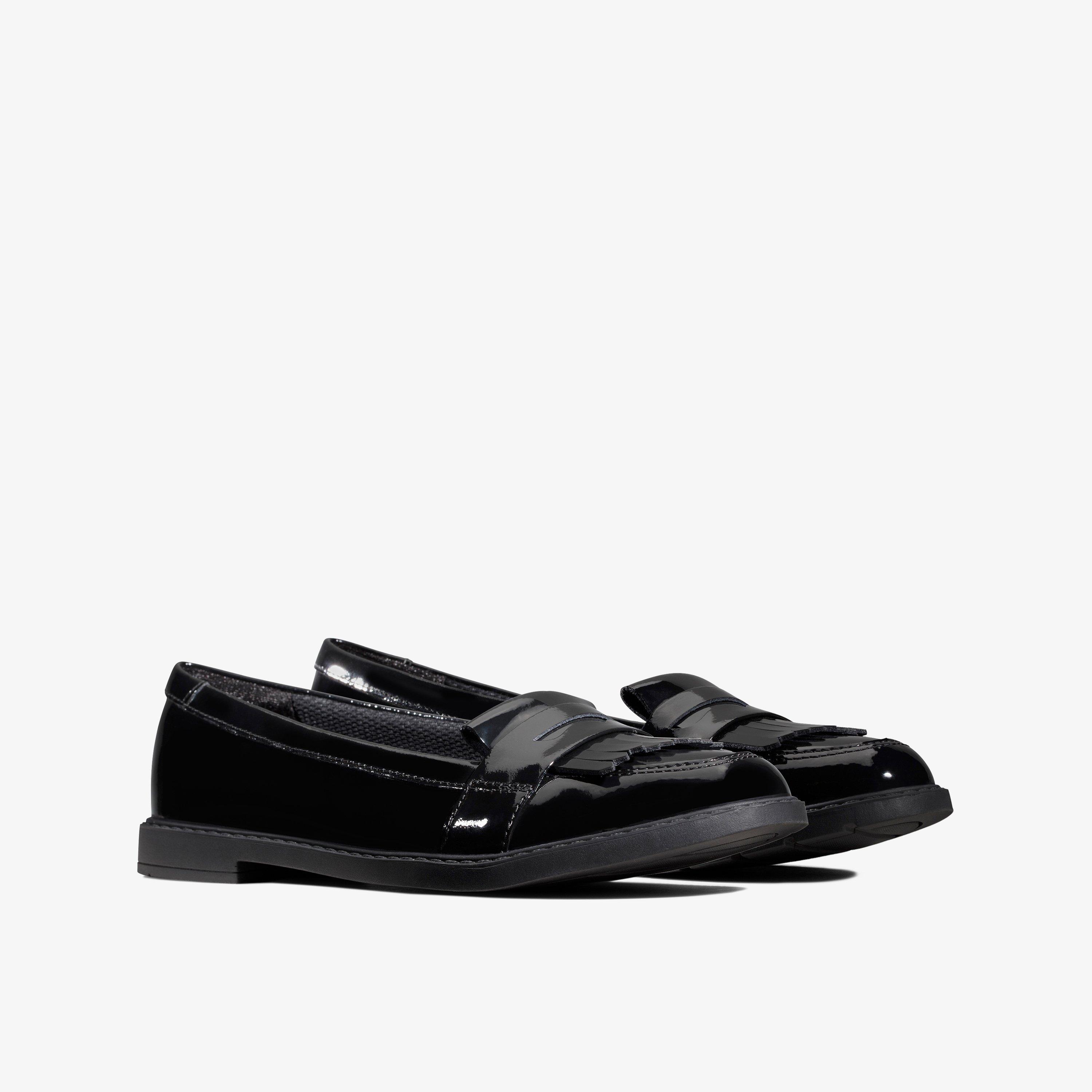 Girls Scala Bright Kid Black Patent Shoes Loafers School Shoes | Clarks ...