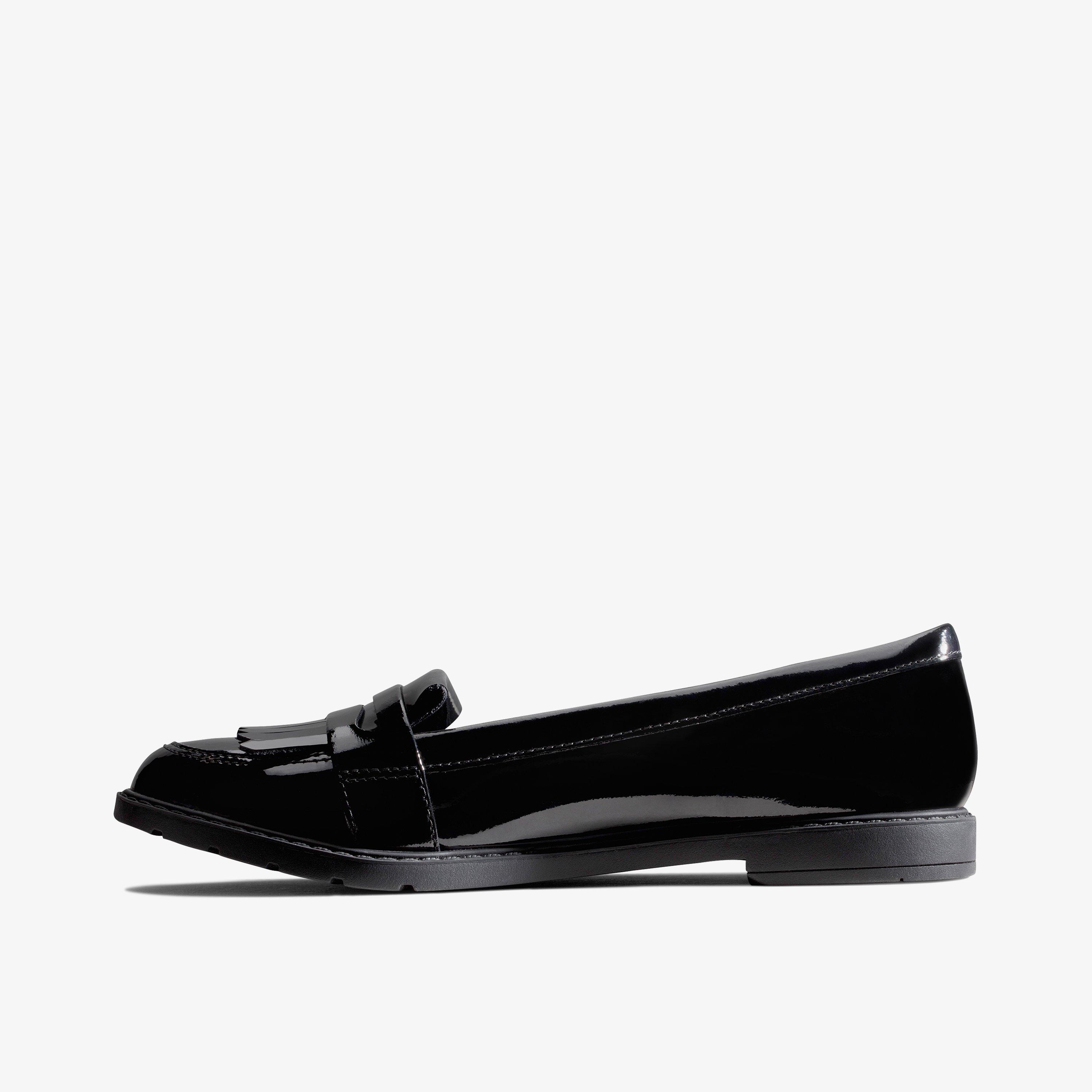Girls Scala Bright Youth Black Patent Shoes Loafers School Shoes ...