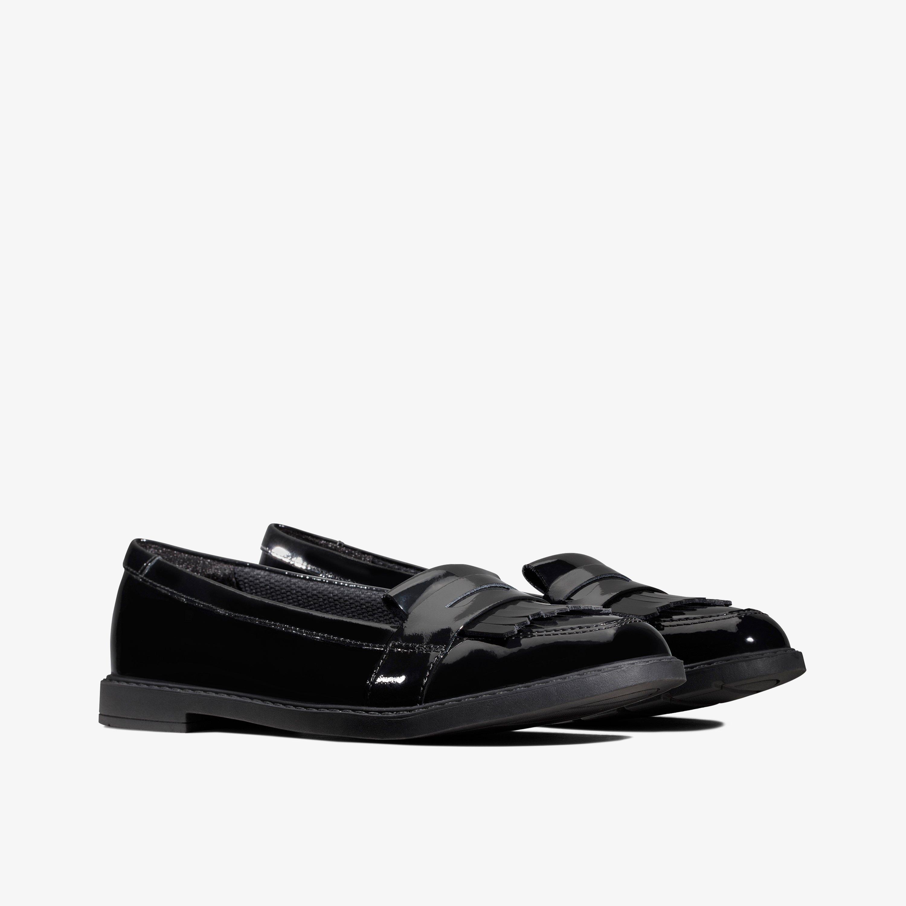 Girls Scala Bright Youth Black Patent Shoes Loafers School Shoes ...