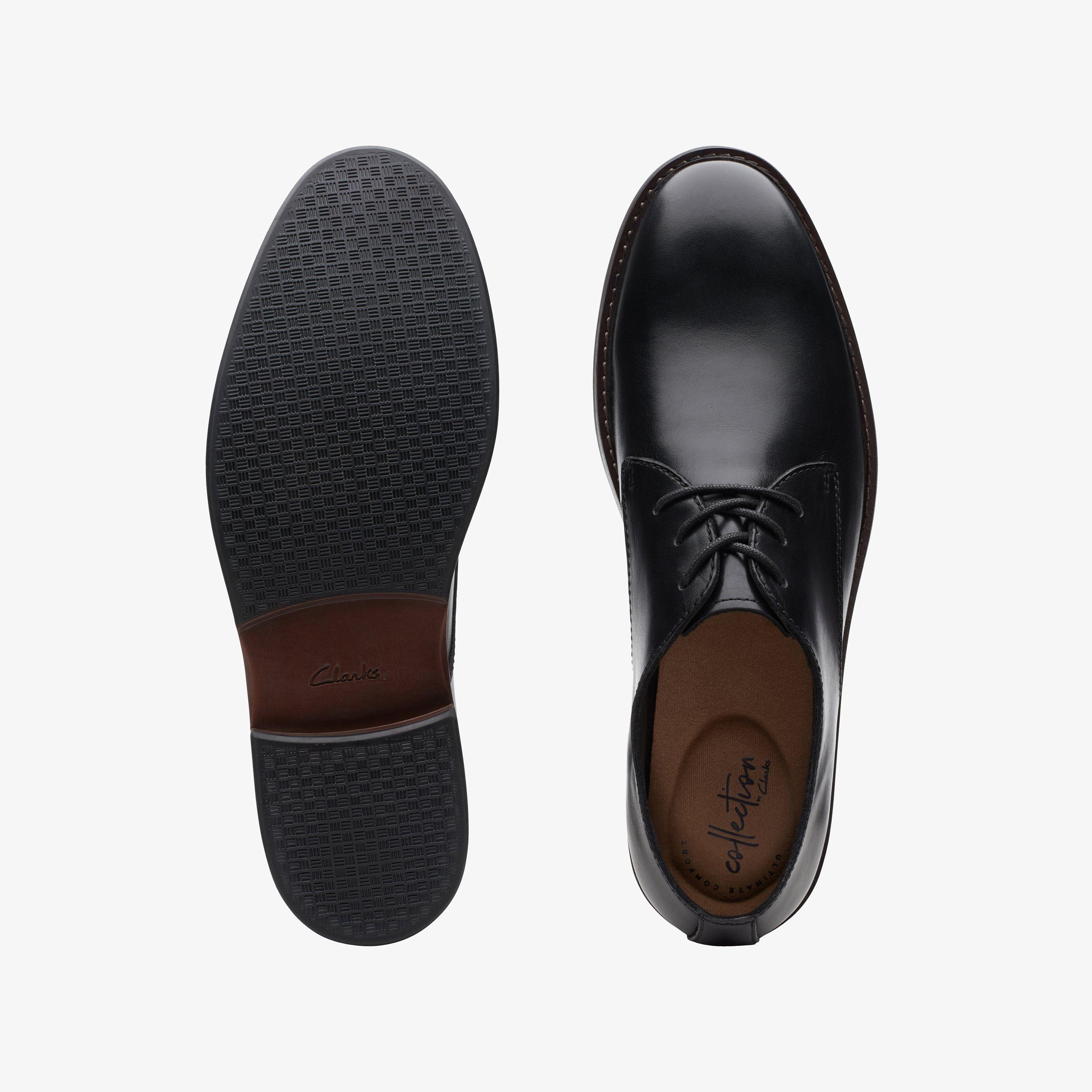 Mens Paulson Plain Black Leather Derby Shoes Clarks Outlet