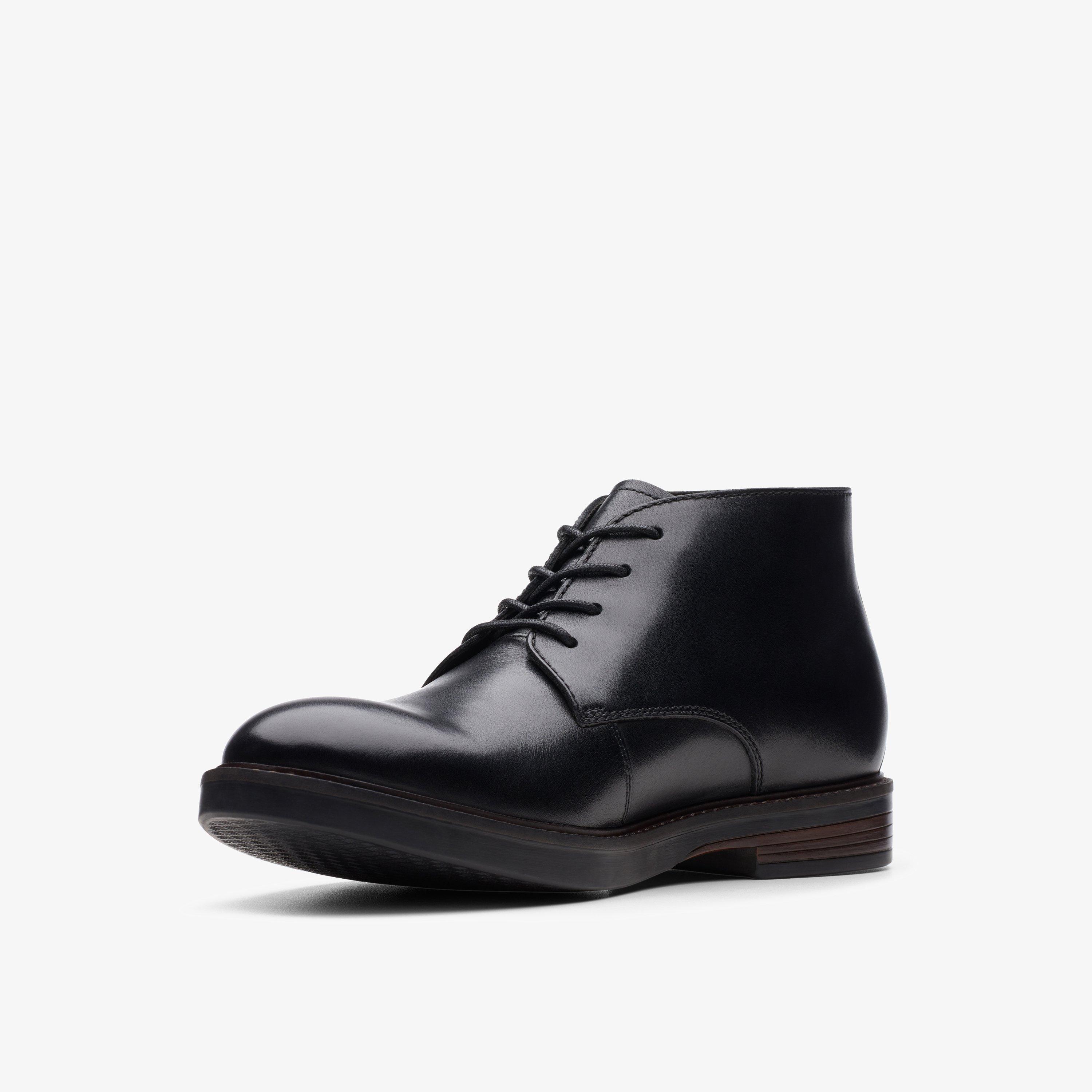 Mens Paulson Mid Black Leather Ankle Boots Lace Up | Clarks Outlet